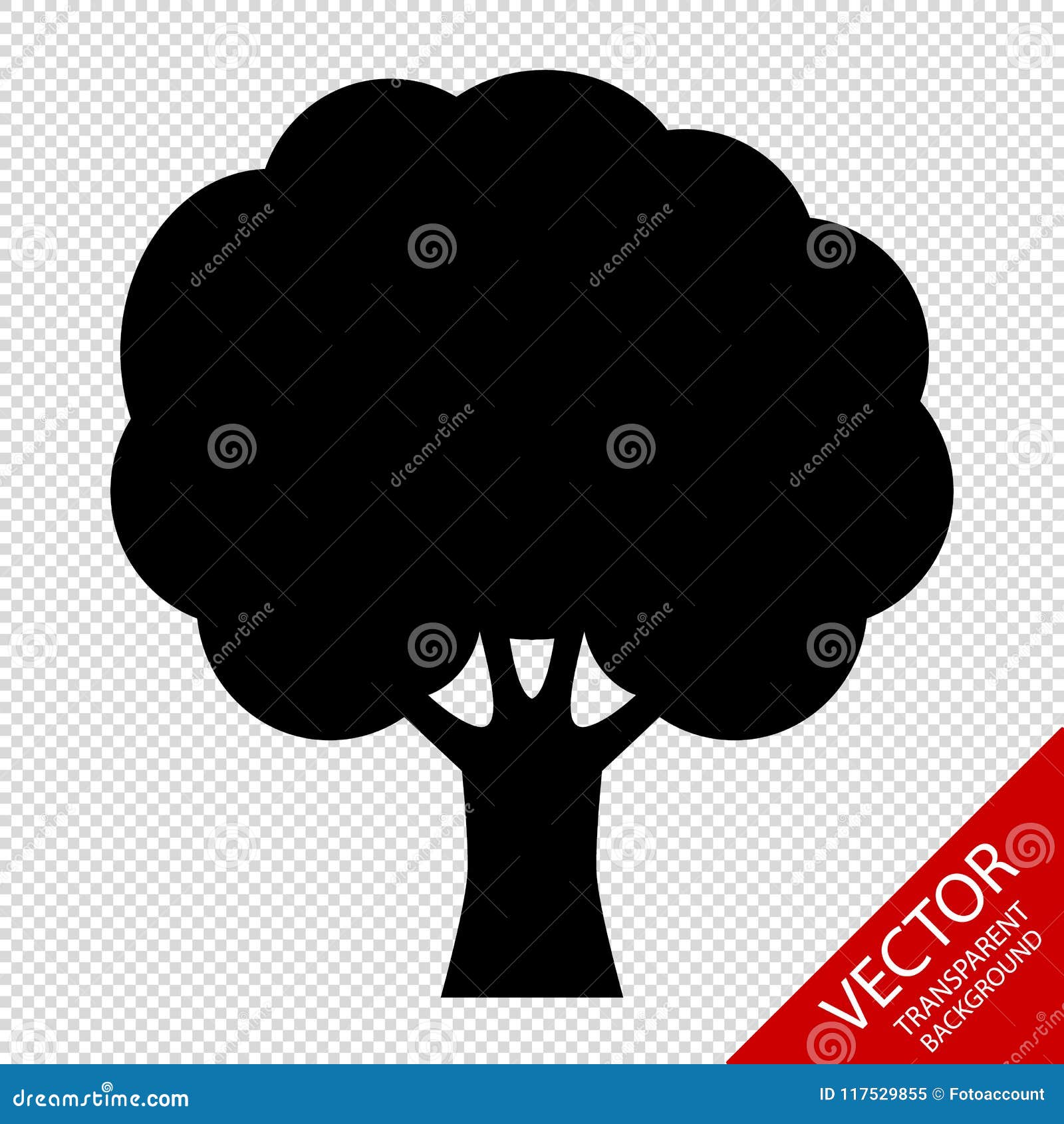 Tree Icon - Black Vector Illustration - Isolated on Transparent ...