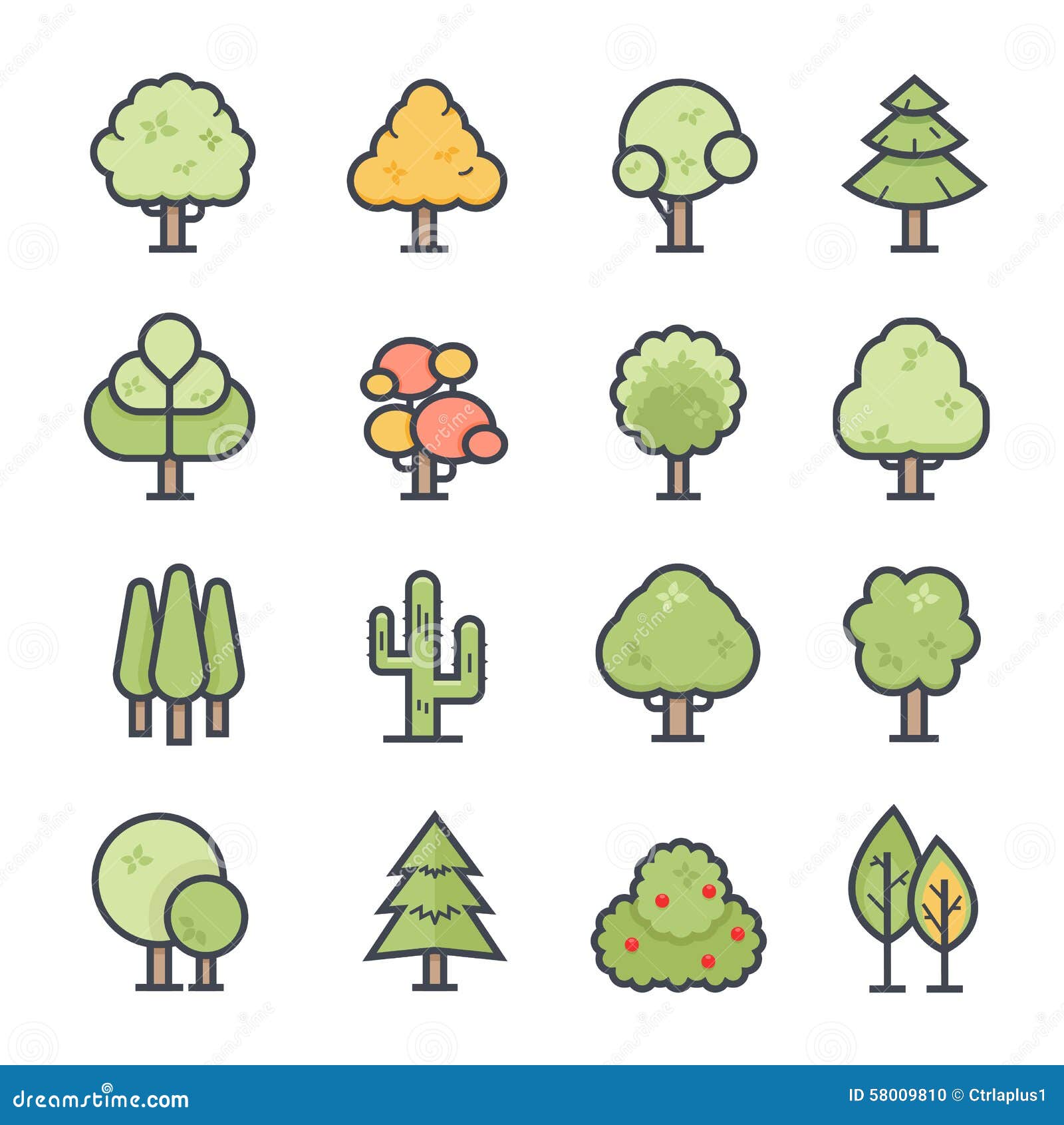 Tree Icon Bold Stroke with Color Stock Vector - Illustration of ...
