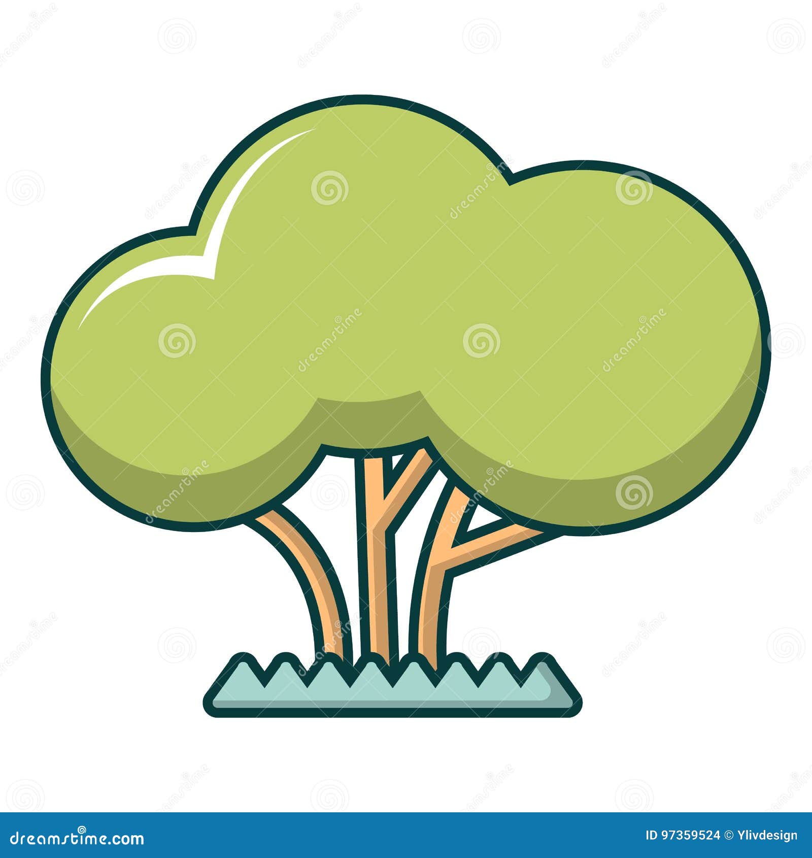 Tree icon, cartoon style stock vector. Illustration of gardening - 97359524