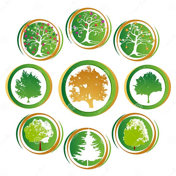 Tree icon collection stock vector. Illustration of nature - 13999843