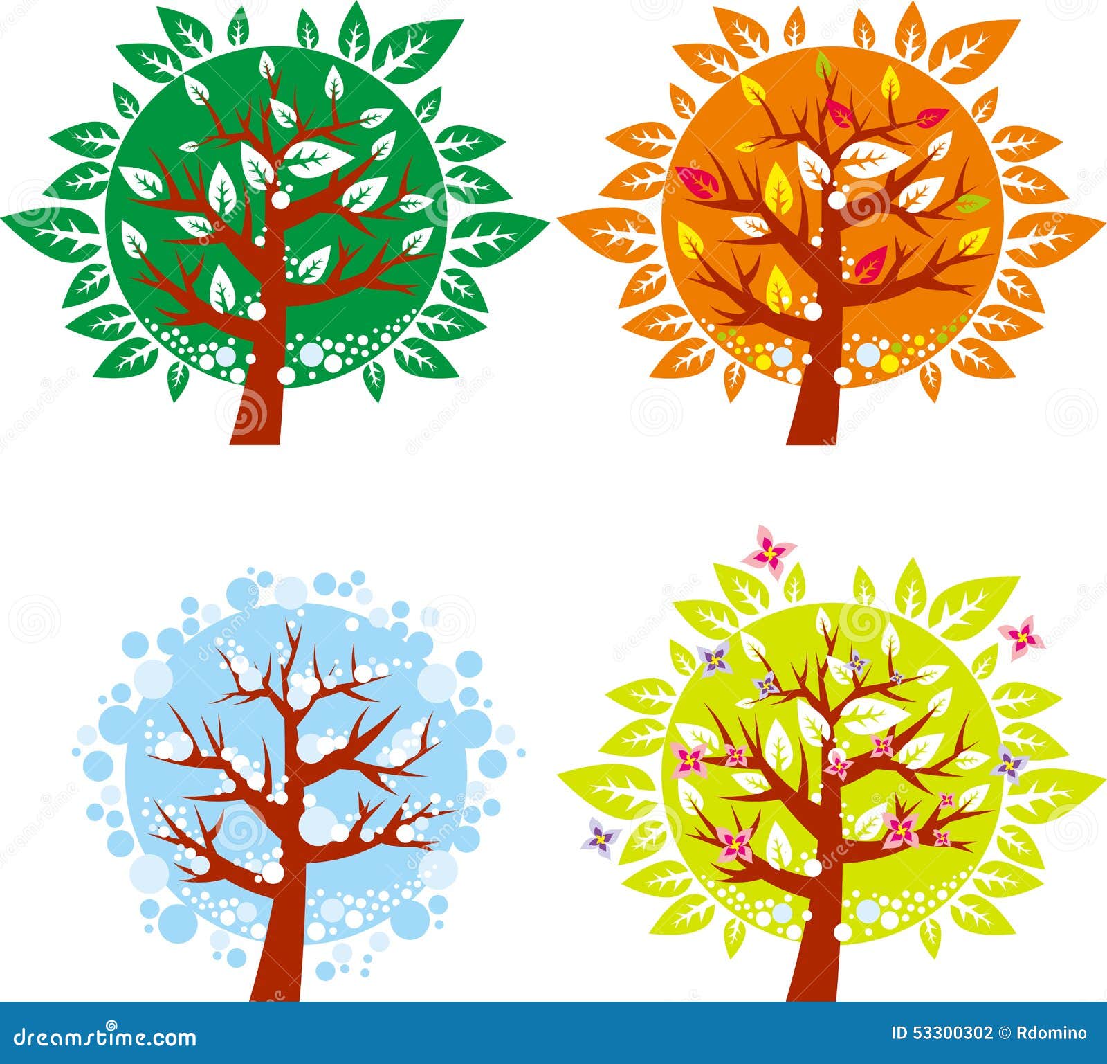 Tree Icon in 4 Different Seasons - Set Stock Vector - Illustration of ...