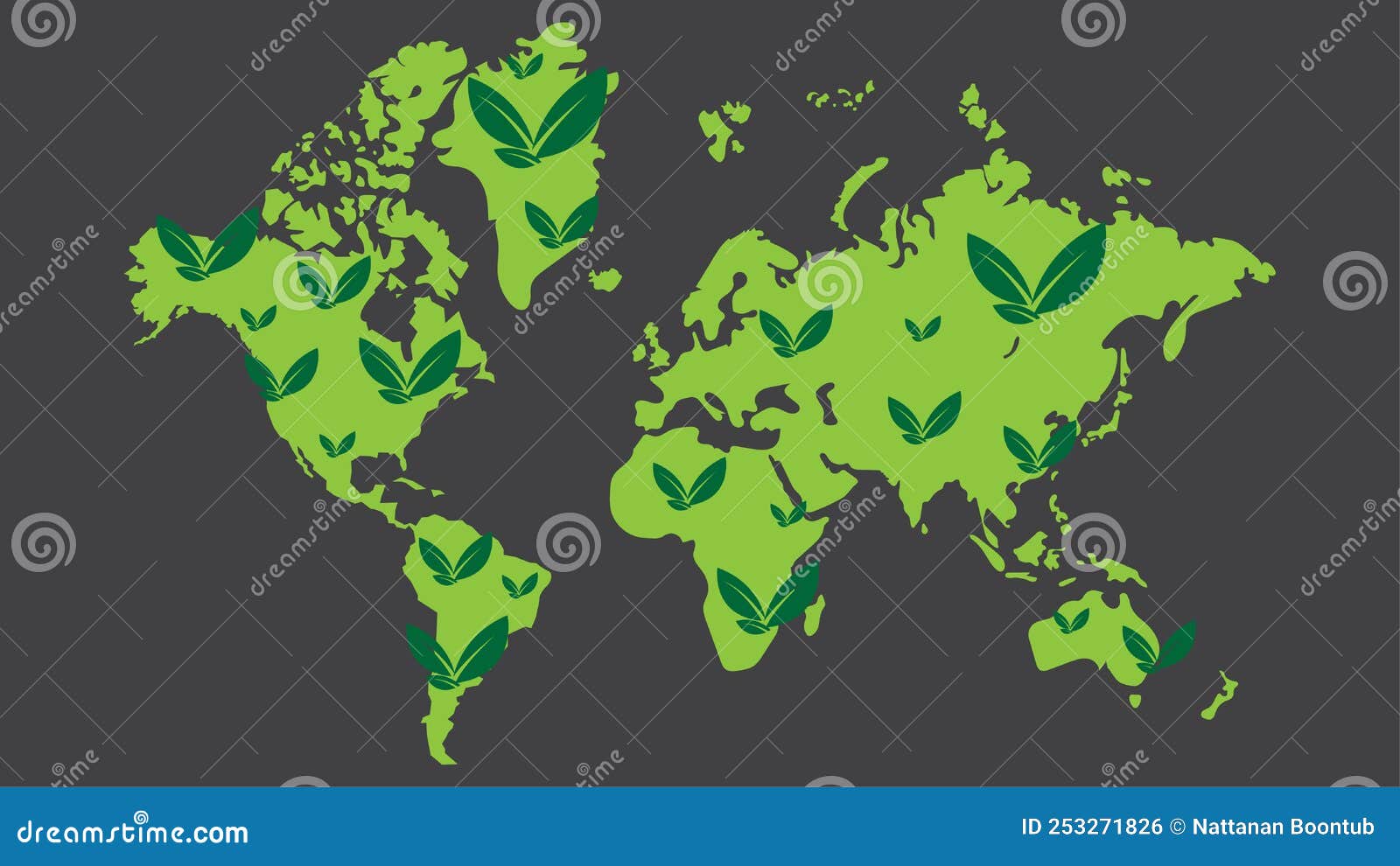 Tree Icon on Green World Map. ECO Concept Stock Illustration ...