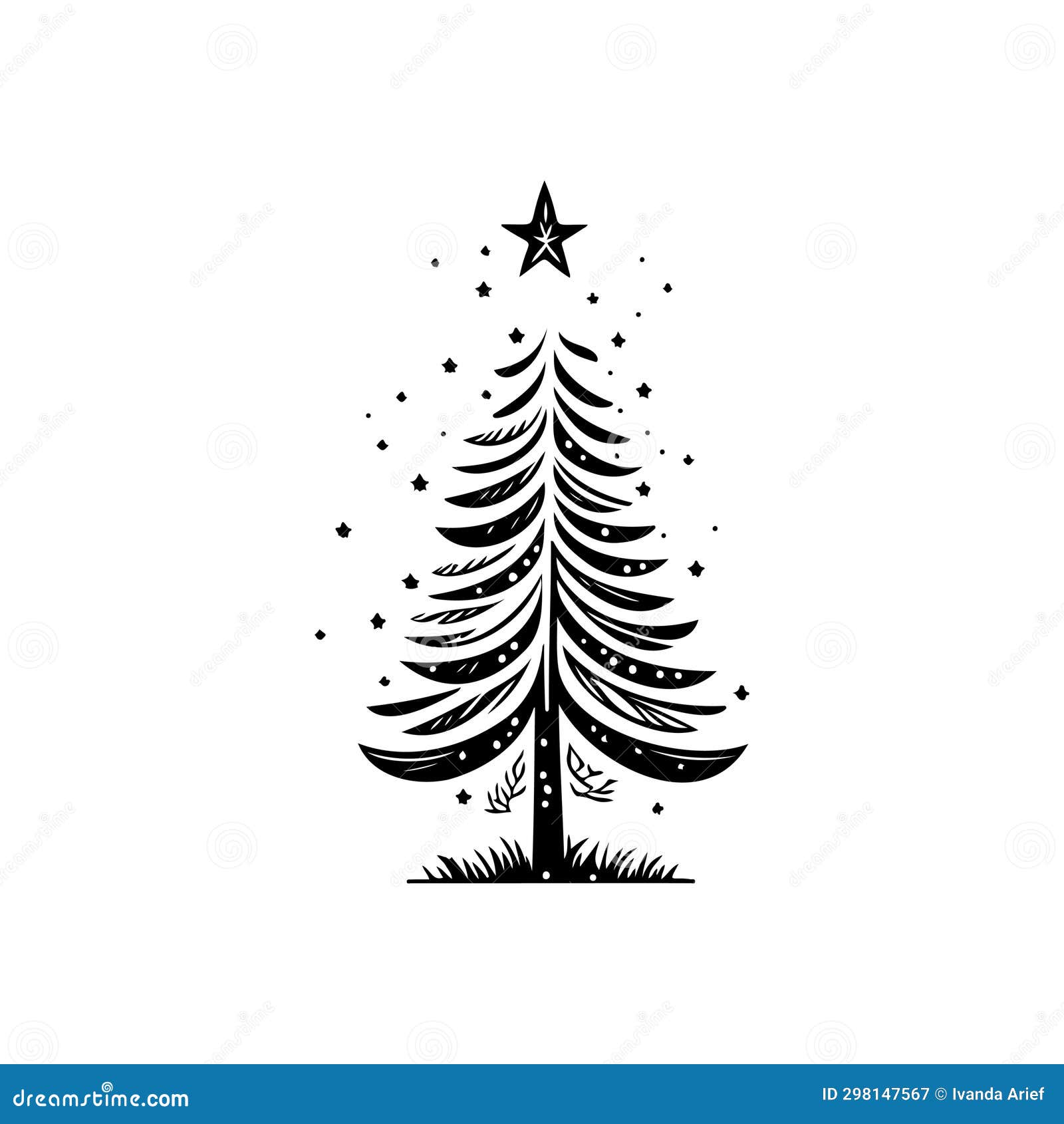 Tree Icon Hand Draw Black Colour Winter Ice Logo Symbol Perfect Stock ...