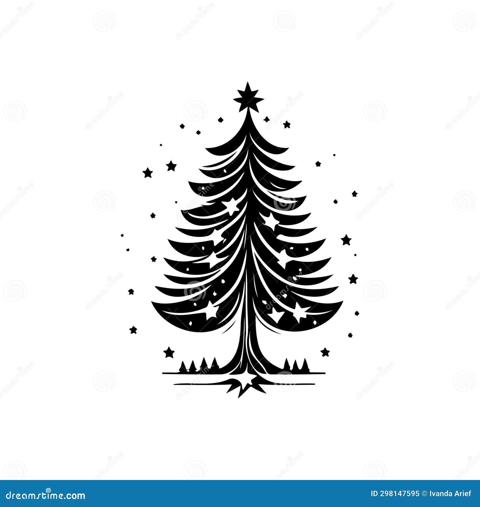 Tree Icon Hand Draw Black Colour Winter Ice Logo Symbol Perfect Stock ...