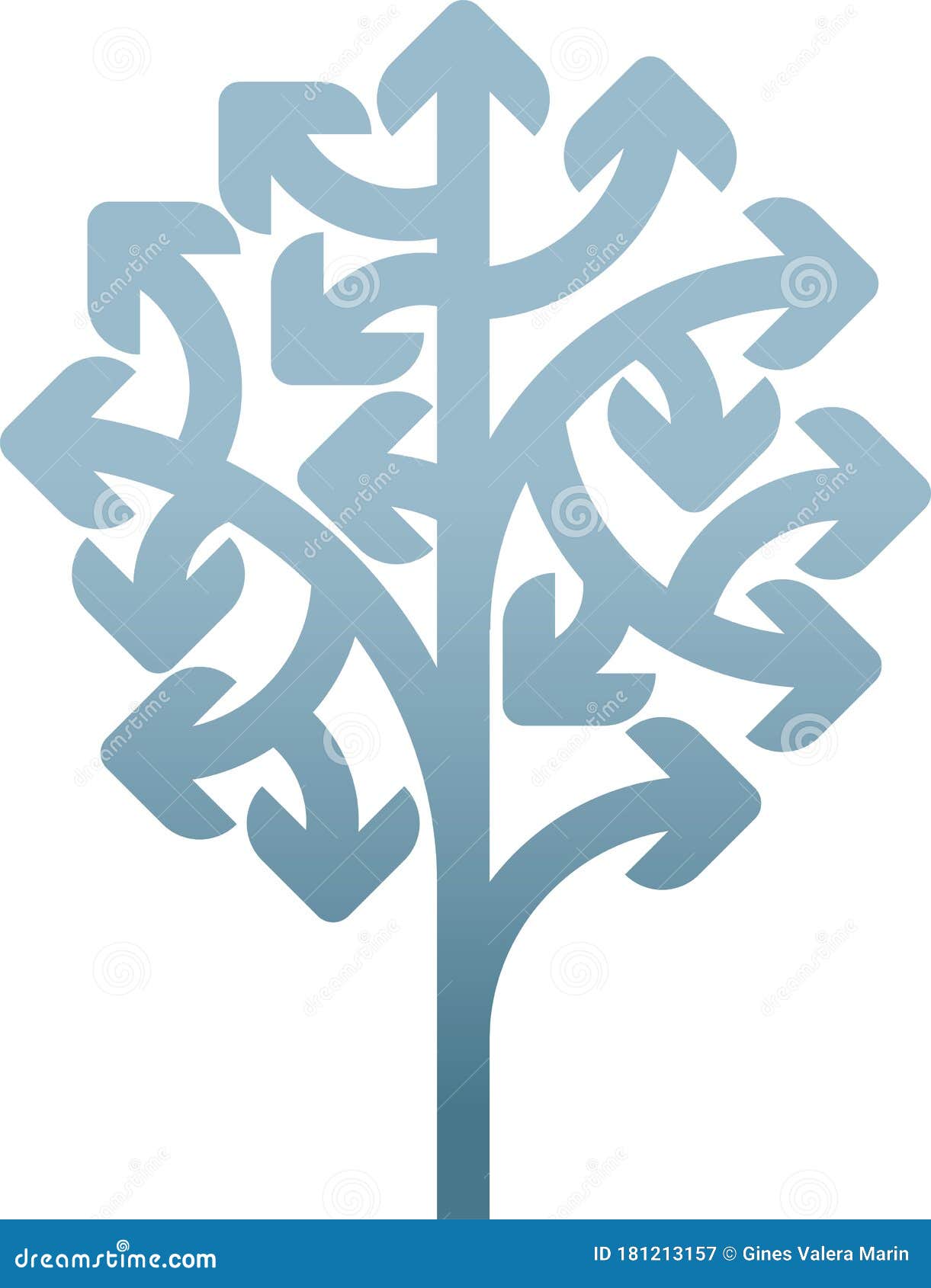 Tree Icon Made by Branch Arrows in Gray Stock Illustration ...