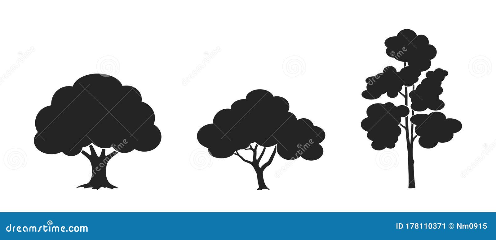 Tree Icon Set. Nature and Environment Design Element. Silhouette Vector ...