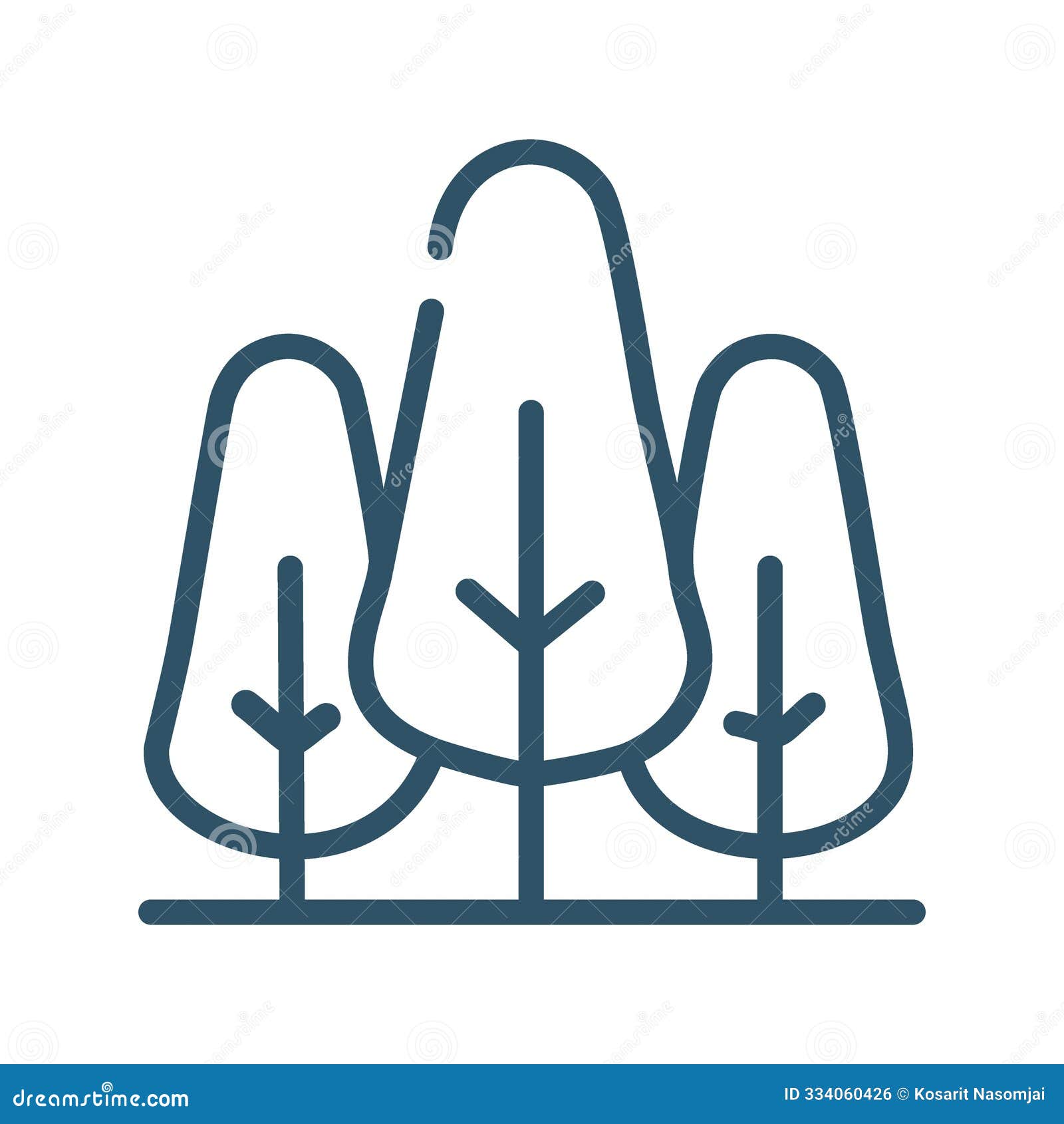 Tree Icon Set. Simple Line Art Icon Set Depicting Three Trees Stock ...
