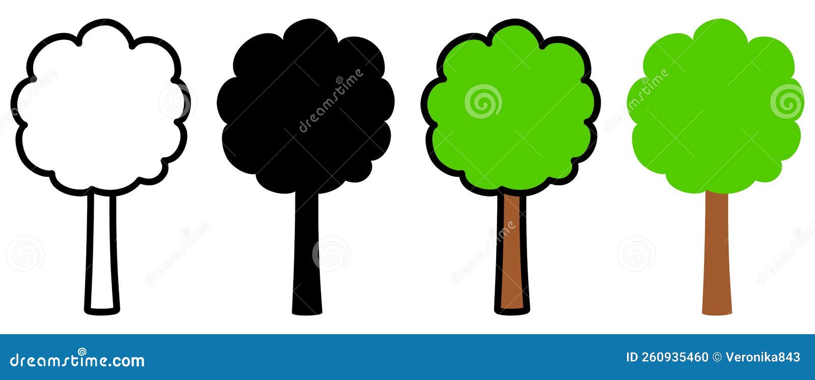 Tree Icon Set. Vector Illustration Isolated on White Background Stock ...