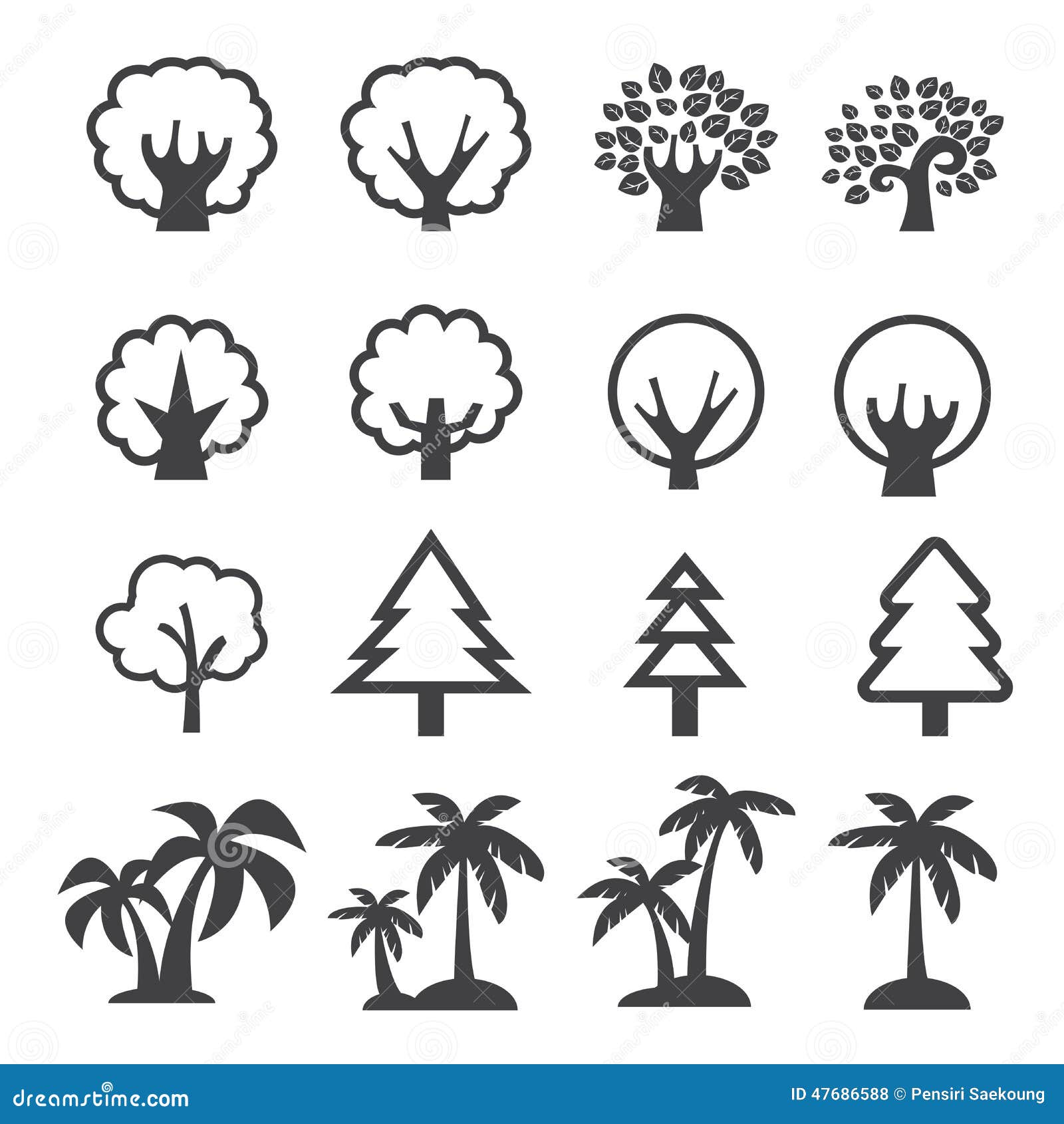 Tree icon set stock vector. Illustration of green, growth - 47686588