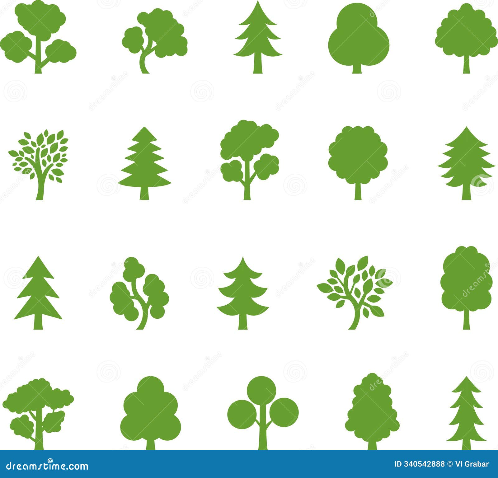 Tree Icon, Simple Silhouettes. Flat Trees Set, Pines, Spruces, Conifers ...