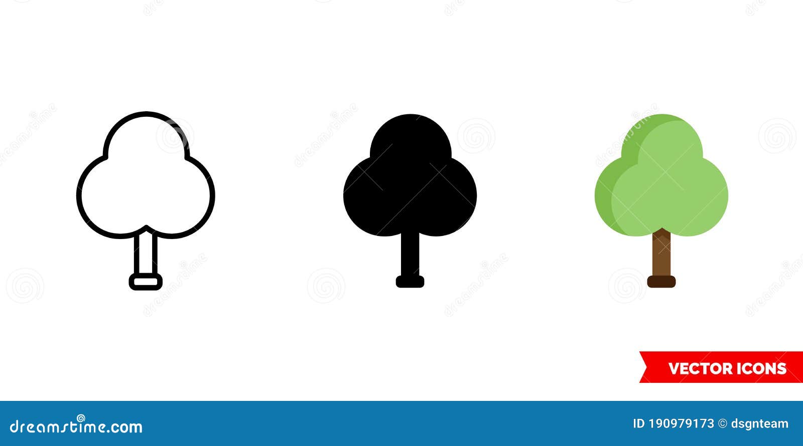 Tree Icon of 3 Types. Isolated Vector Sign Symbol. Stock Vector ...