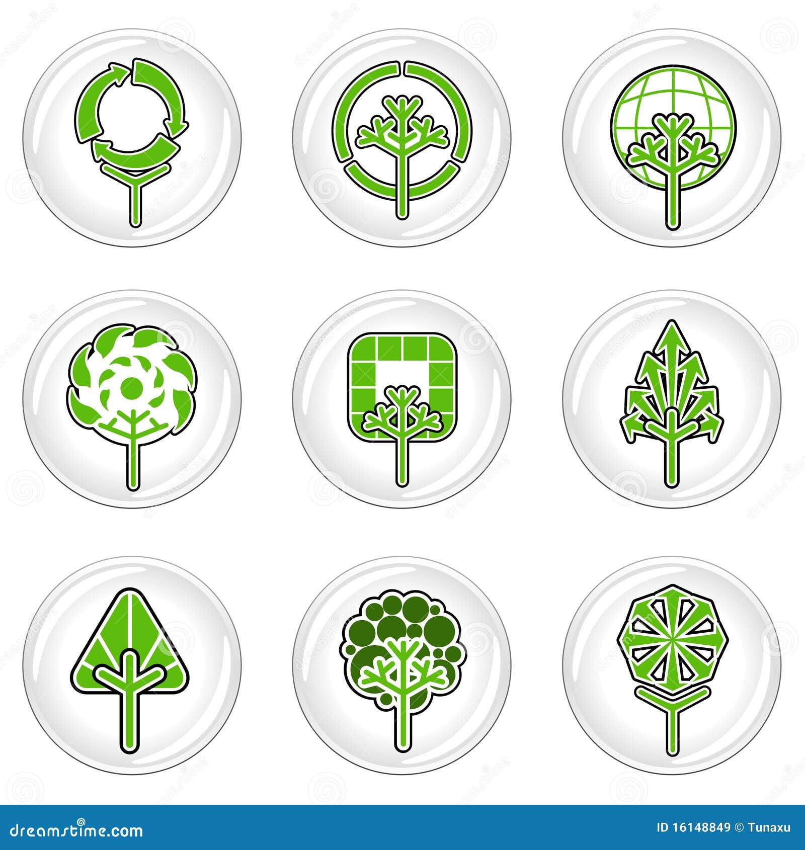 Tree icons stock vector. Illustration of recyclable, vector - 16148849