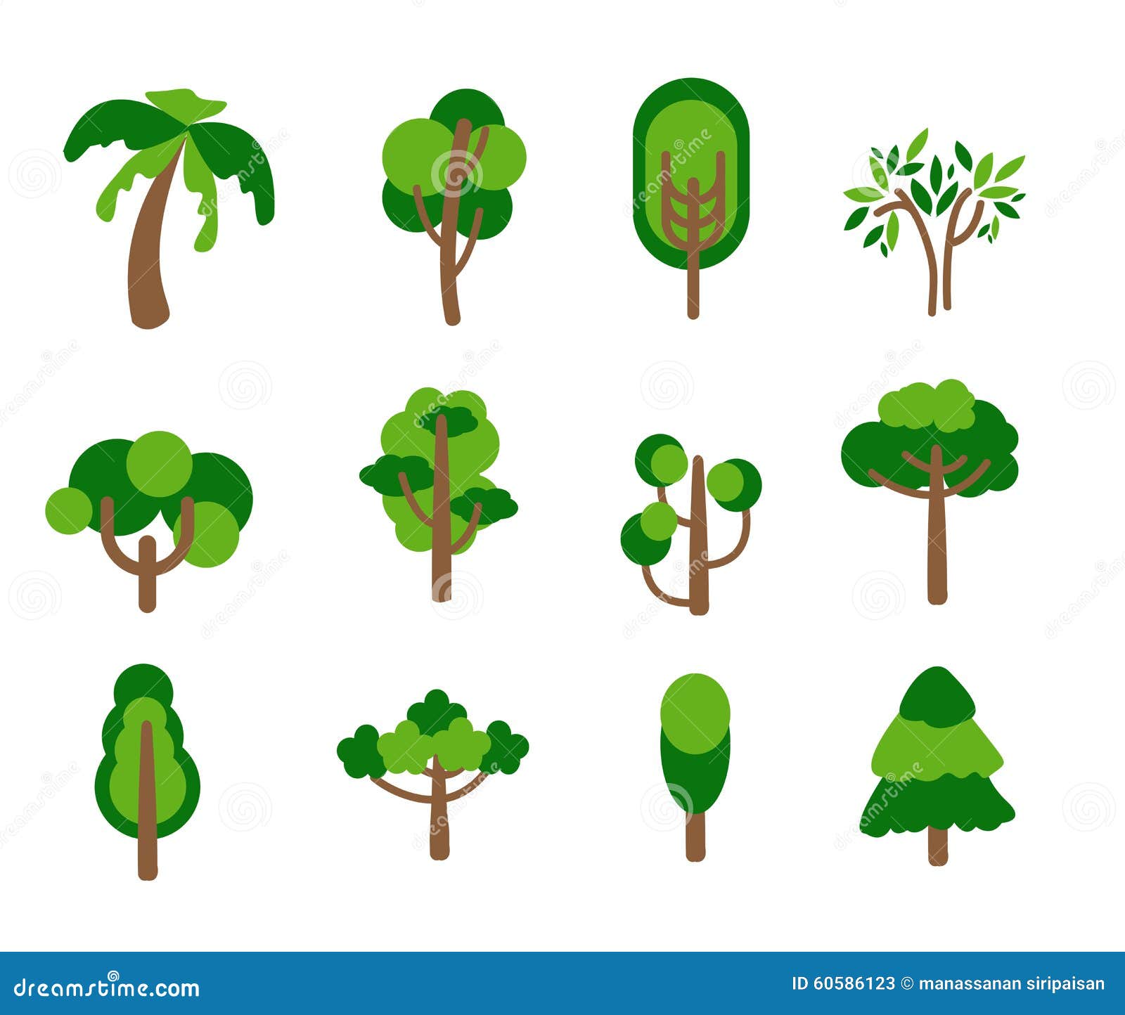 Tree icons set. stock vector. Illustration of paper, flower - 60586123