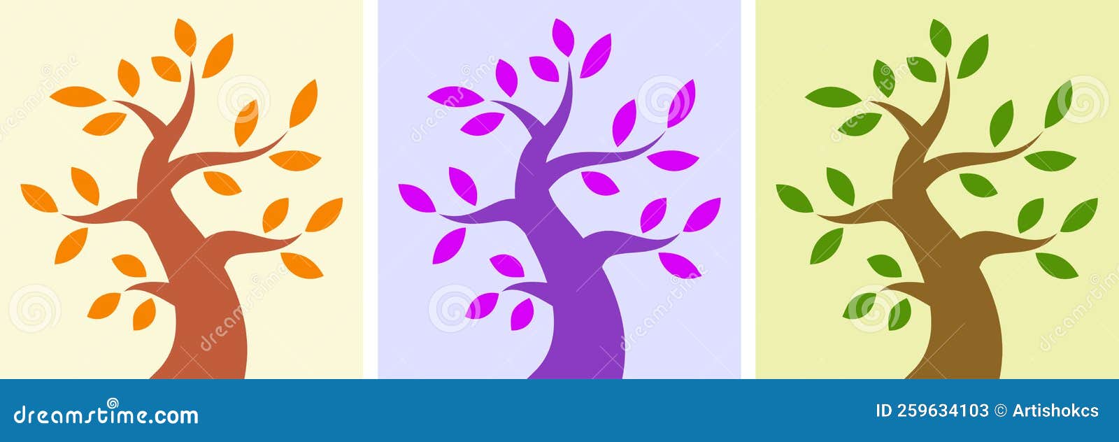 Tree Icons Set. Set of Colorful Season Tree Emblems. Park Insignia ...