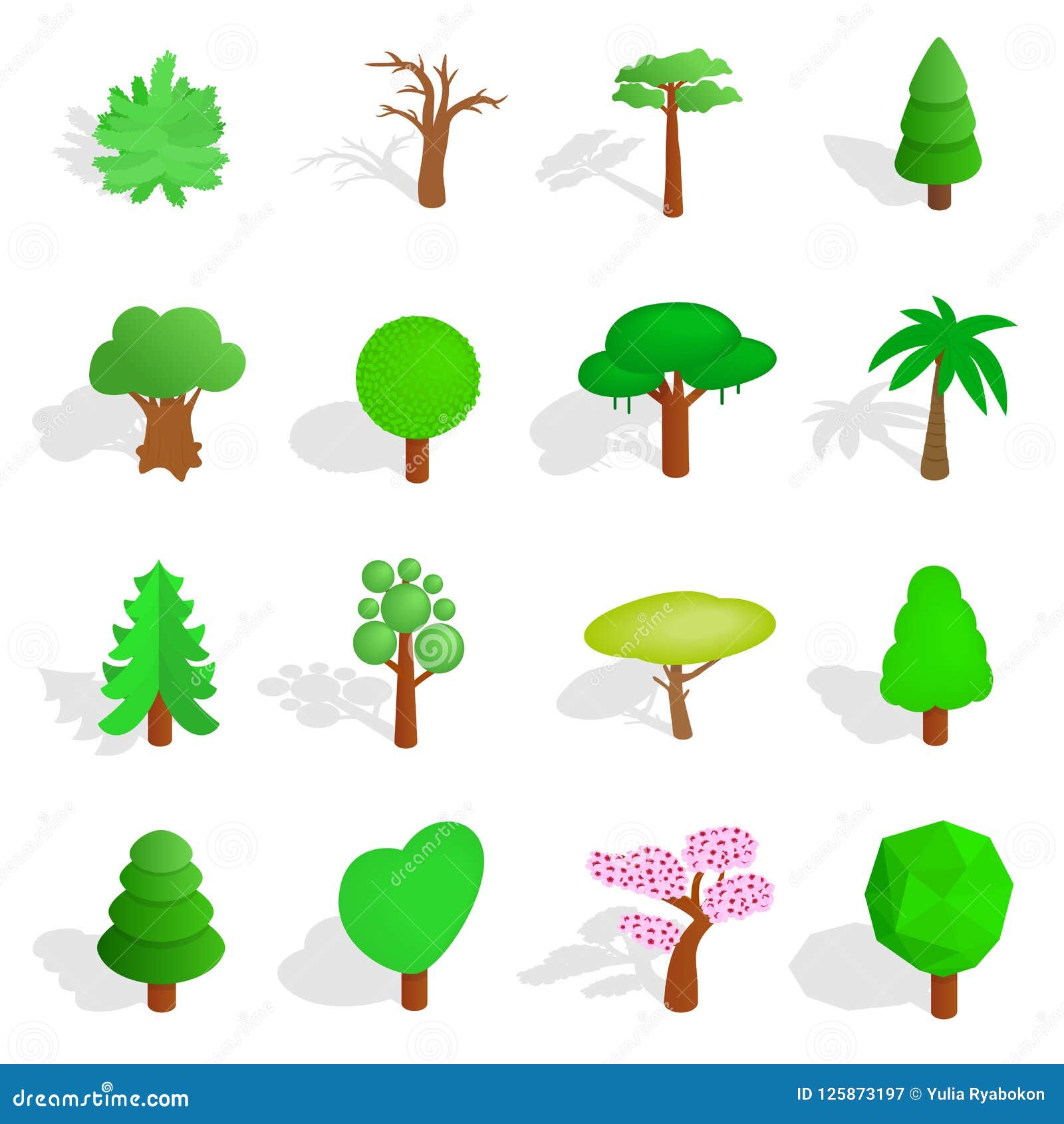 Tree icons set stock illustration. Illustration of element - 125873197