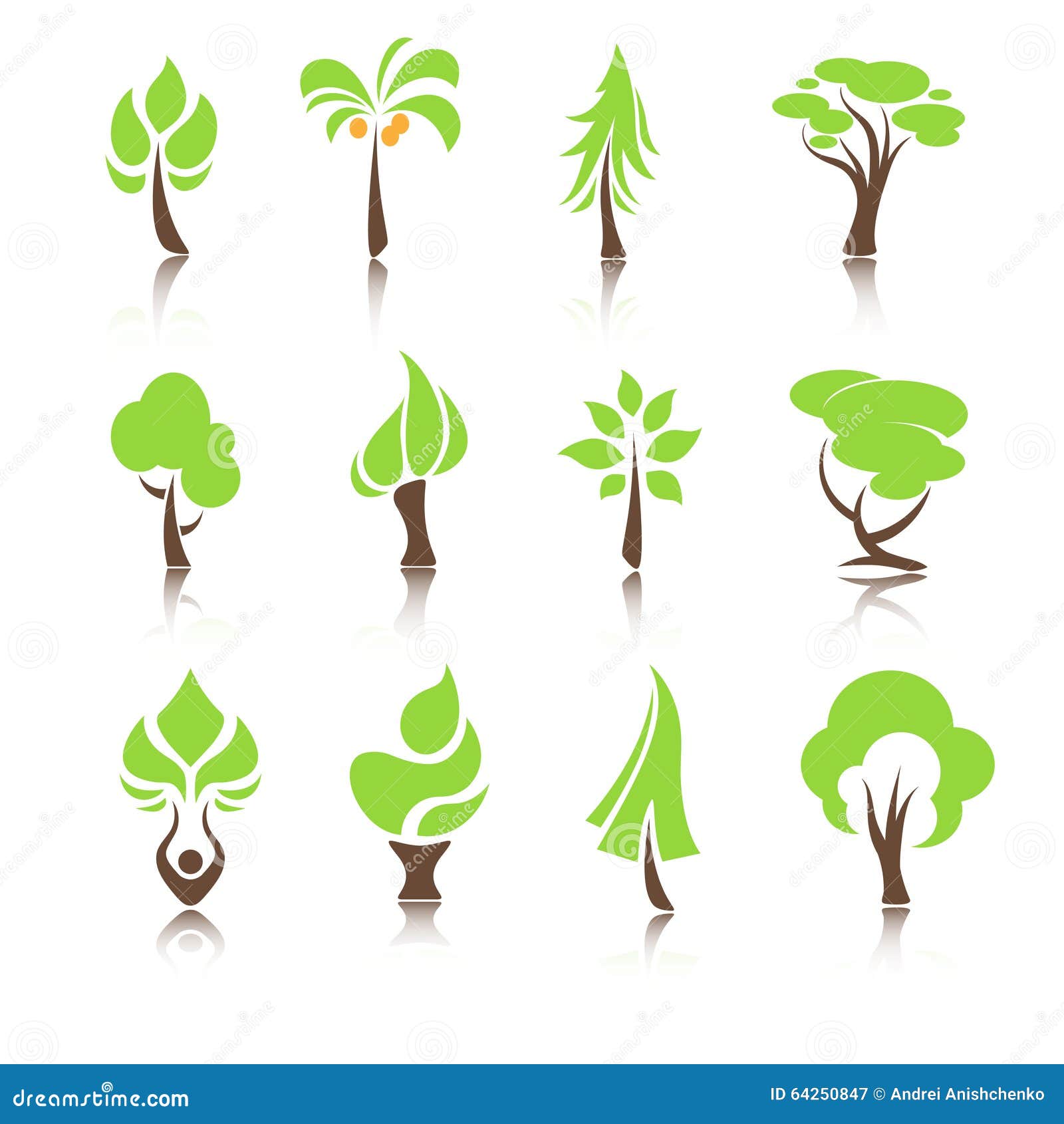 Tree icons set stock vector. Illustration of garden, graphic - 64250847