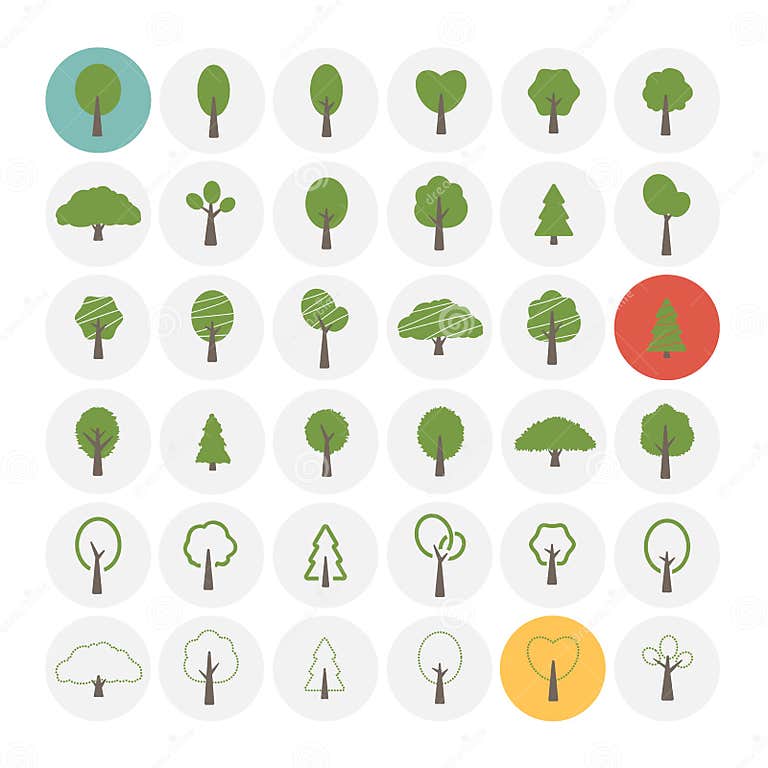 Tree icons set. stock vector. Illustration of spring - 52846397