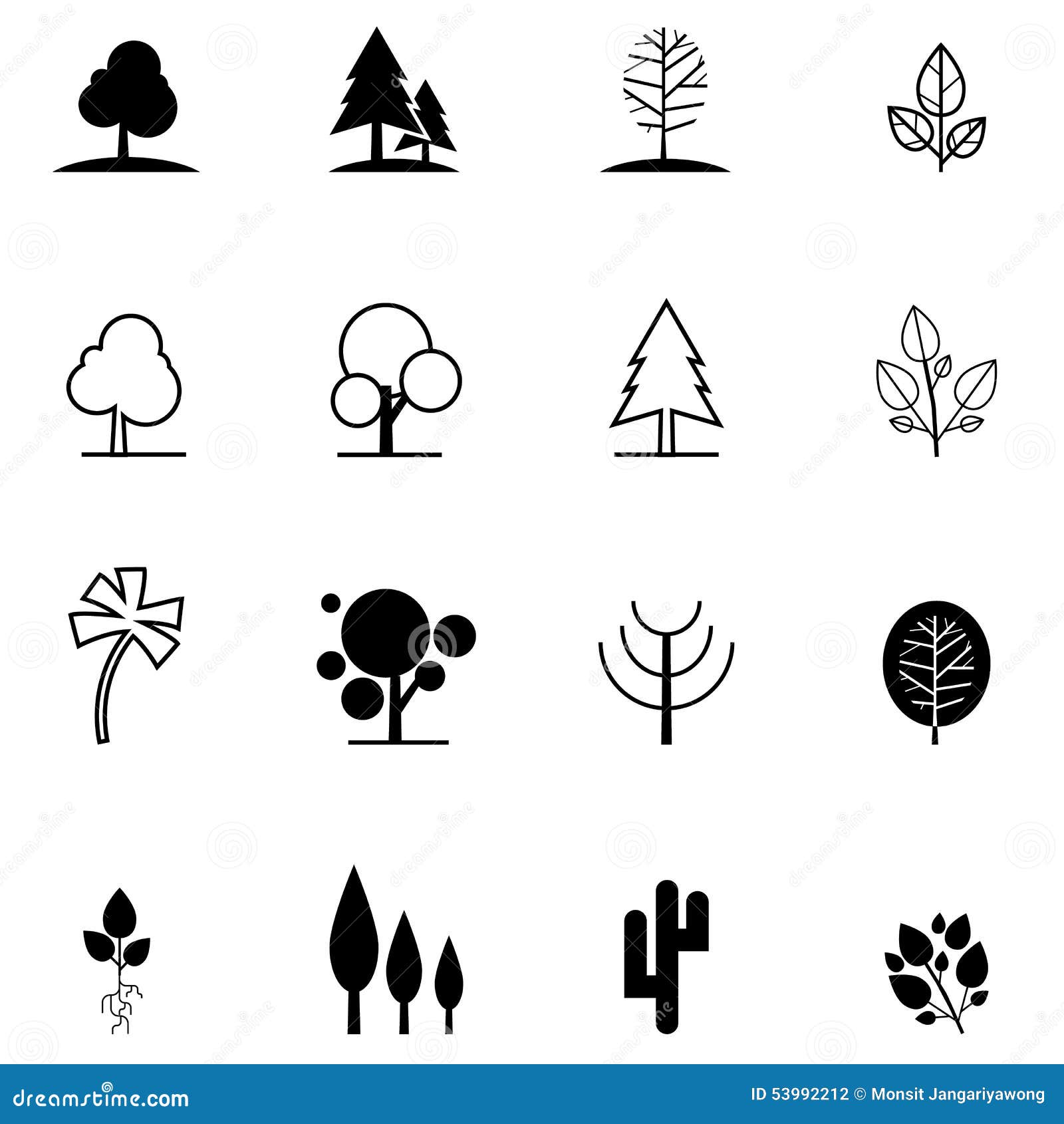 Tree Icons Set Vector Illustration Stock Illustration - Illustration of ...