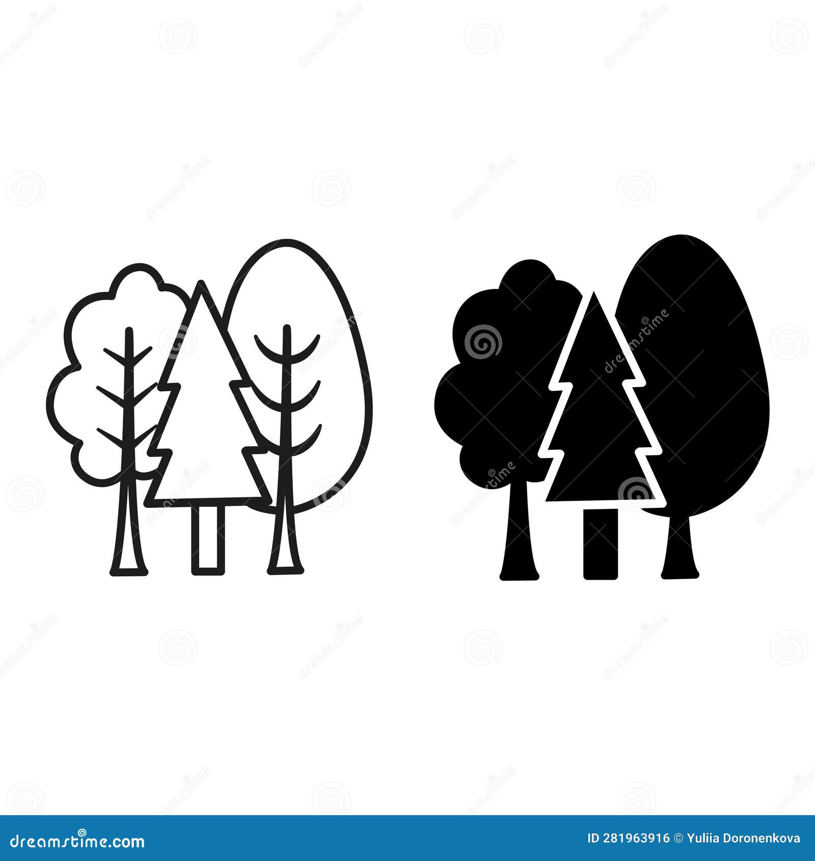 Tree icons stock vector. Illustration of travel, black - 281963916