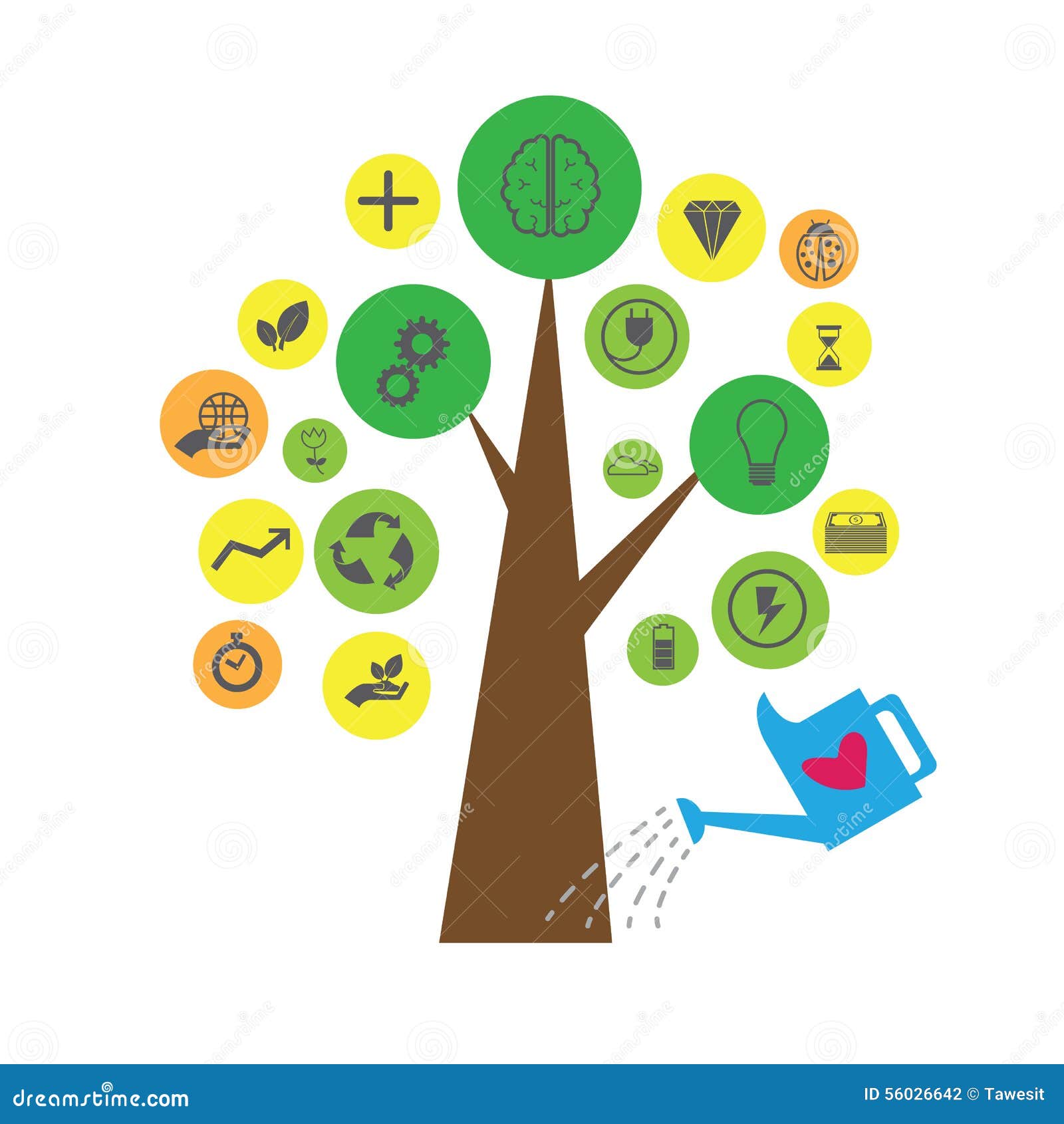 Tree of ideas heart stock vector. Illustration of planting - 56026642