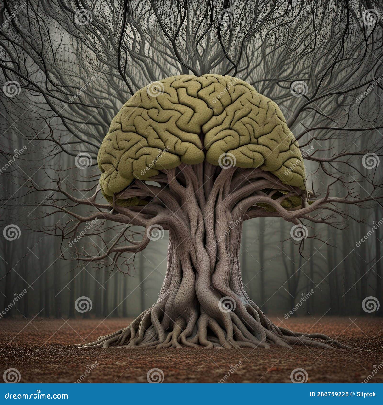 Tree Illustration Background with Brain Branches Stock Illustration ...