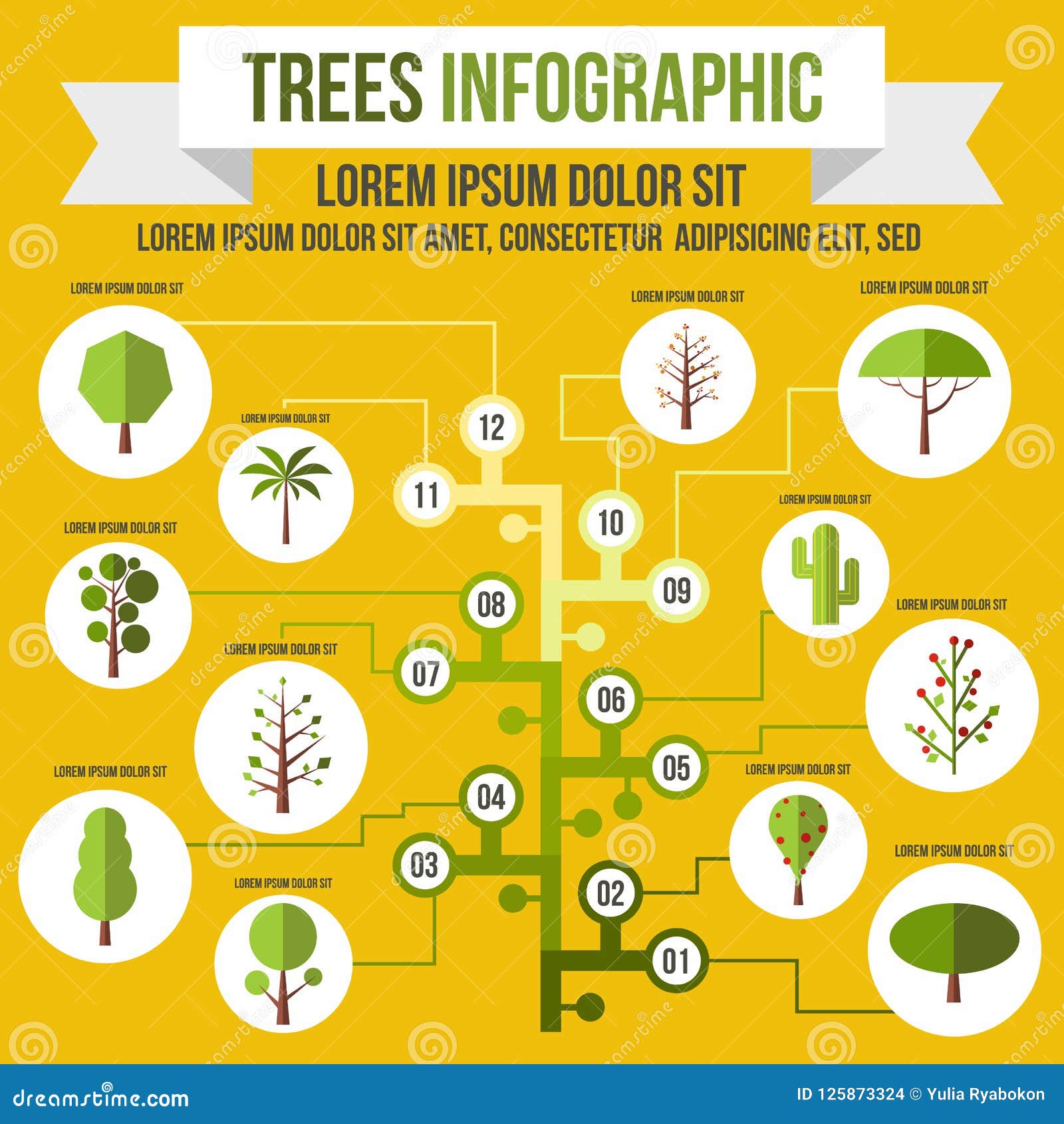 Tree Infographic, Flat Style Stock Illustration - Illustration of flat ...