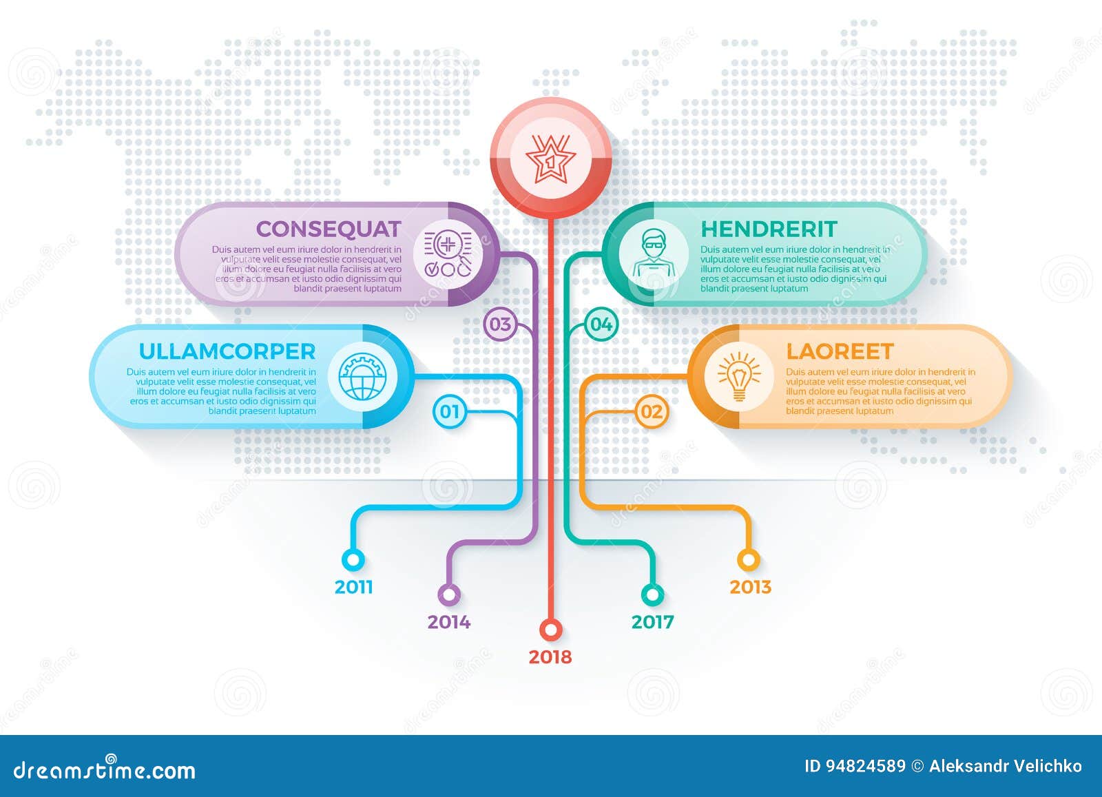 Tree Infographics Template with 4 Branches Options and Root. Stock ...