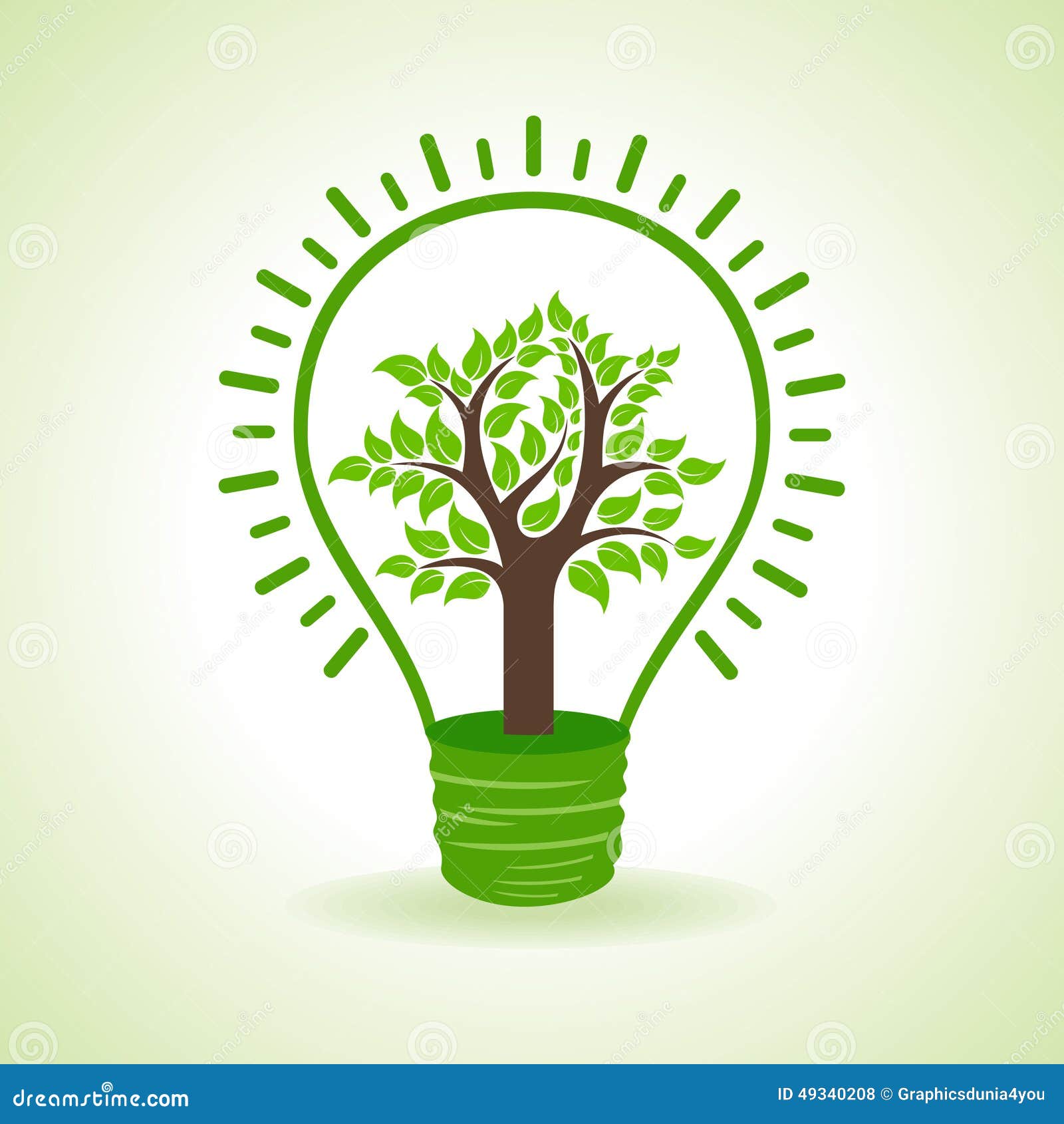 Tree inside the bulb stock vector. Illustration of rays - 49340208