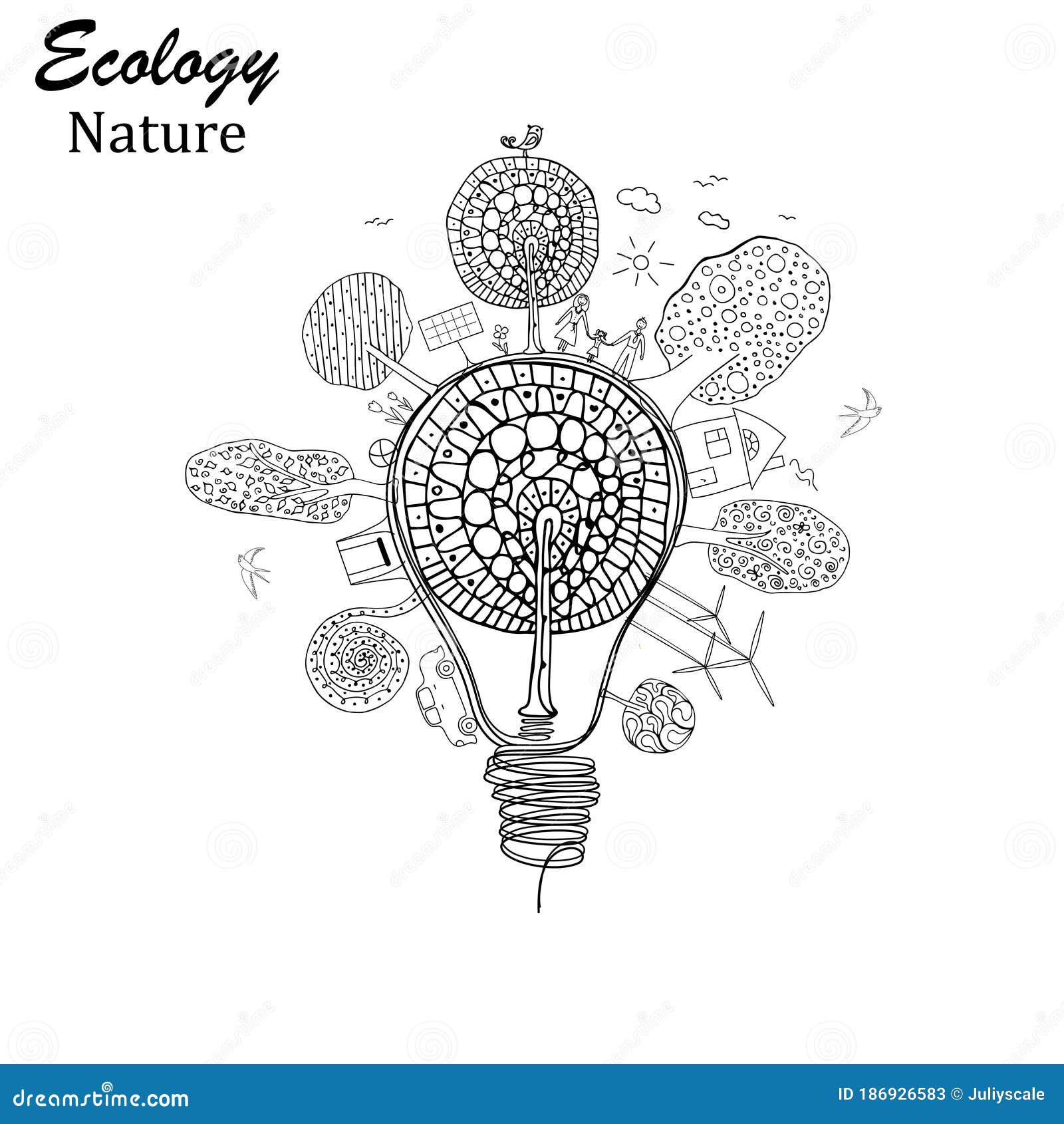 The Tree Inside the Light Bulb. Light Bulb Idea Stock Vector ...