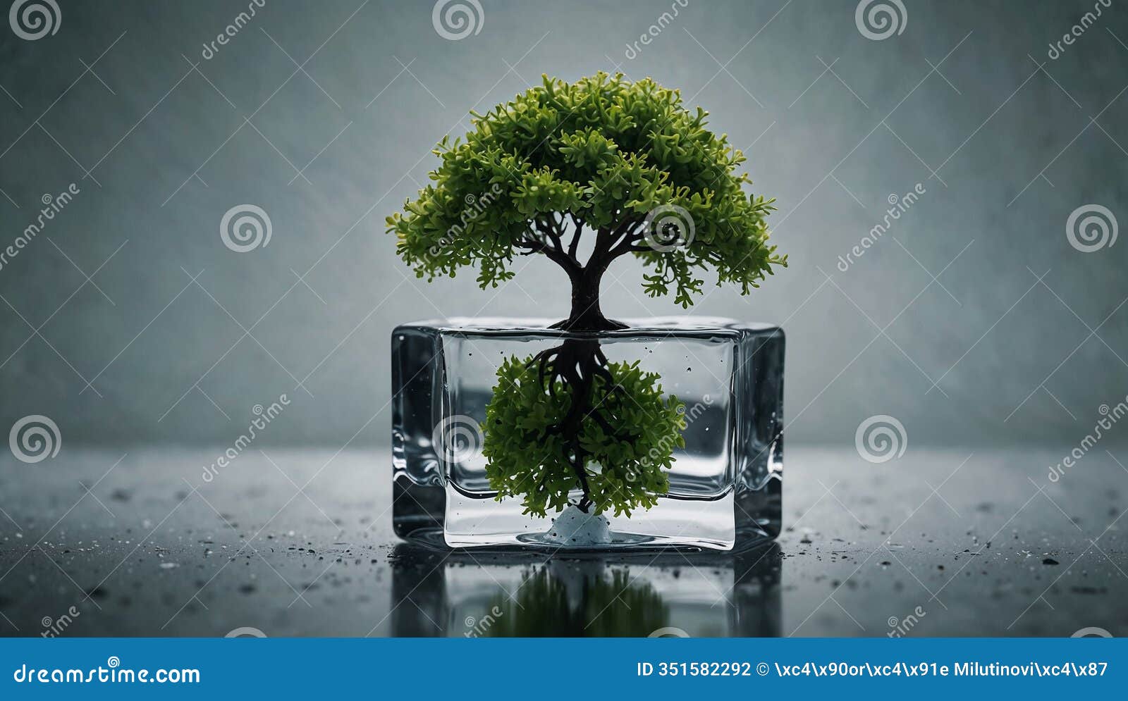 Tree Inside a Melting Ice Cube. Nature Concept. Environmental ...