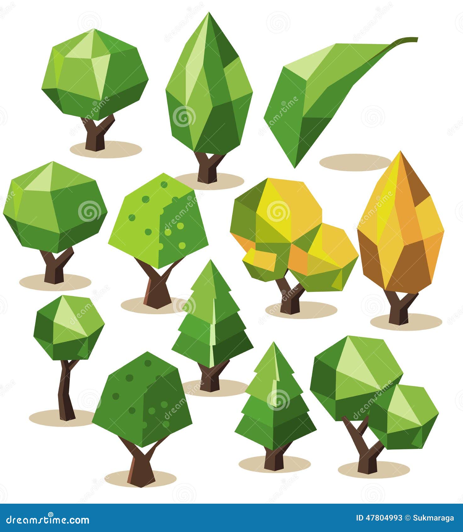 Tree Isometric set stock illustration. Illustration of leaf - 47804993