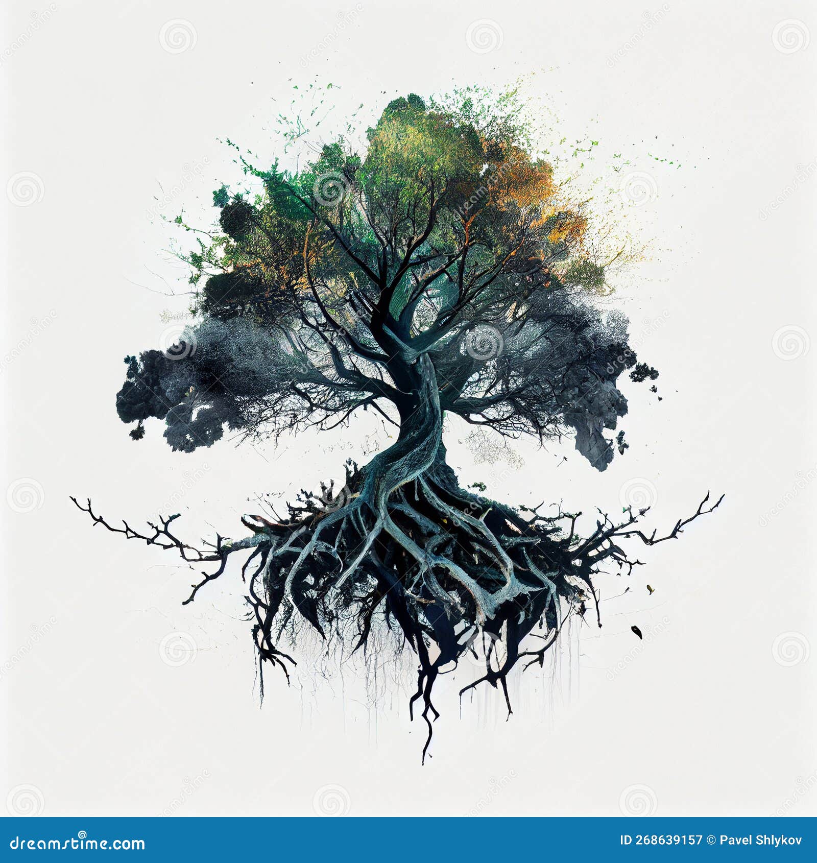 Tree and Its Roots Isolated on White Stock Image - Image of thailand ...