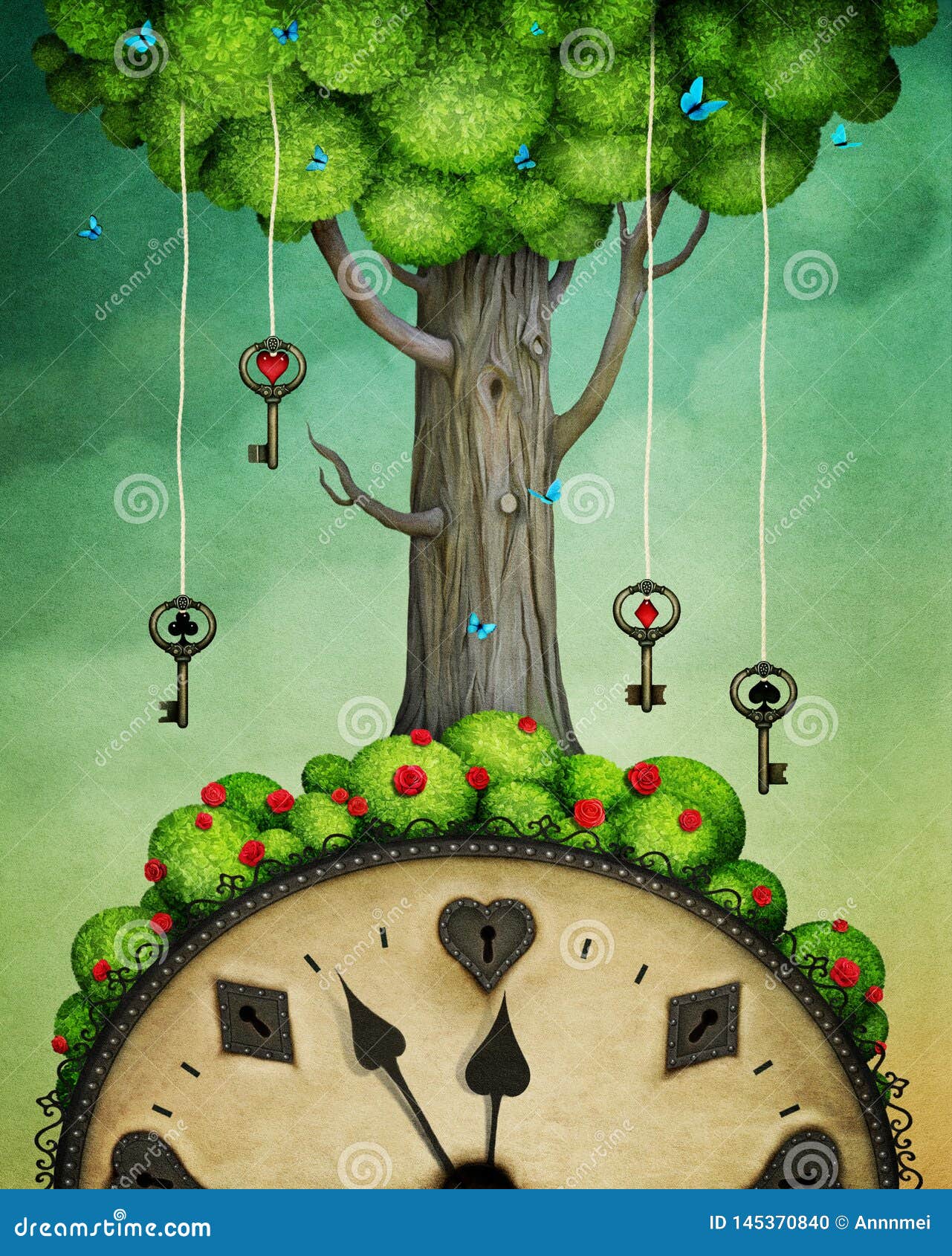 Tree with keys stock illustration. Illustration of invitation - 145370840