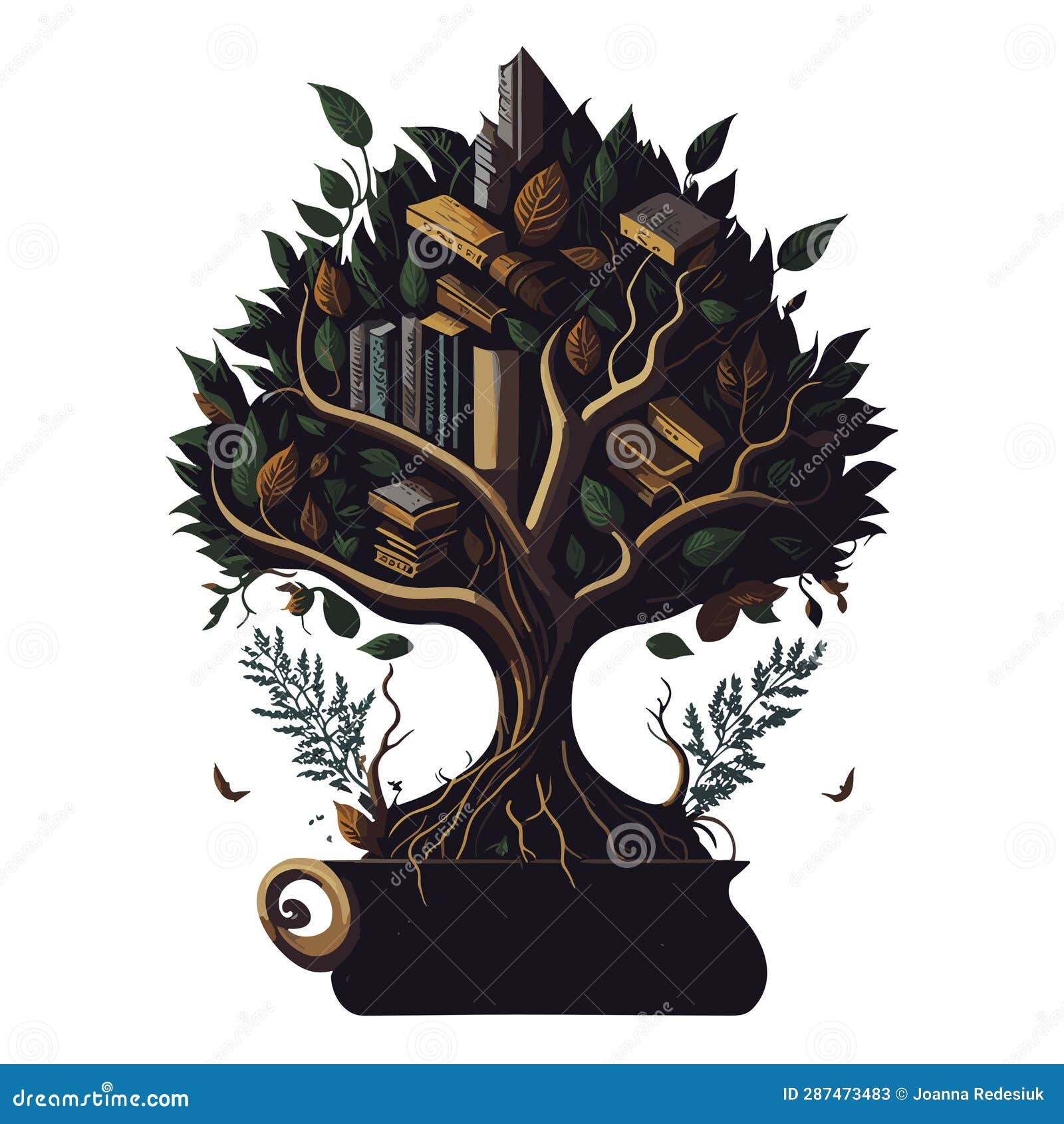 Tree of Knowledge with Books instead of Leaves Stock Illustration ...