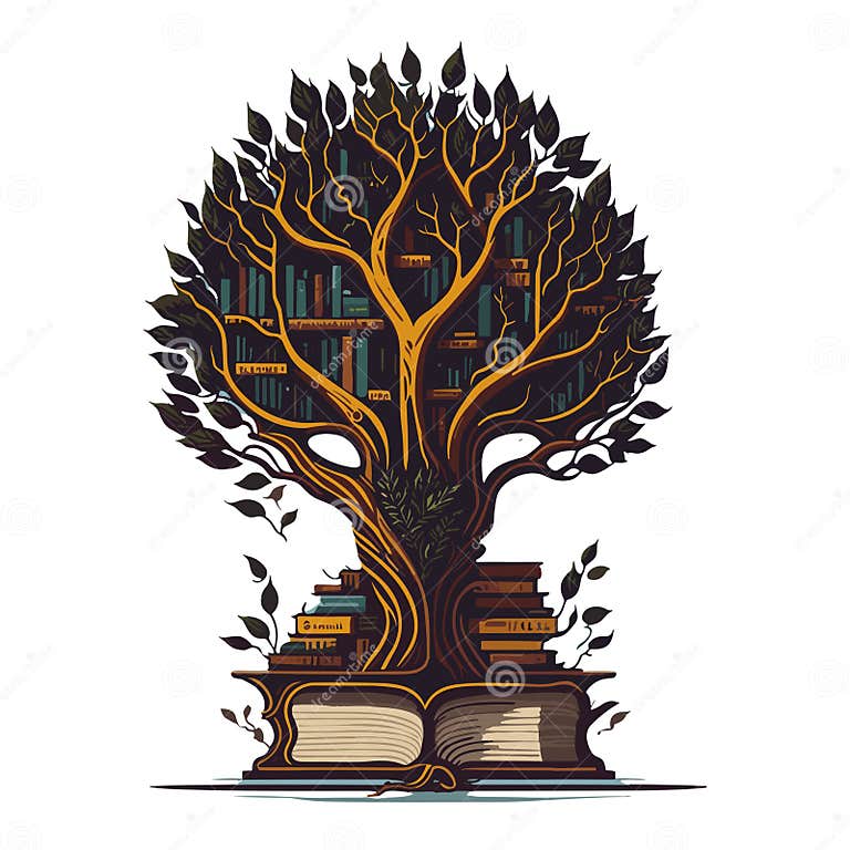 Tree of Knowledge with Books instead of Leaves Stock Illustration ...