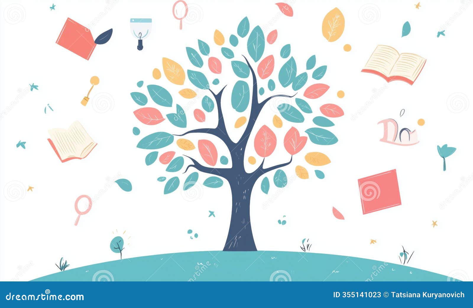 Tree of Knowledge with Colorful Leaves and Learning Symbols ...