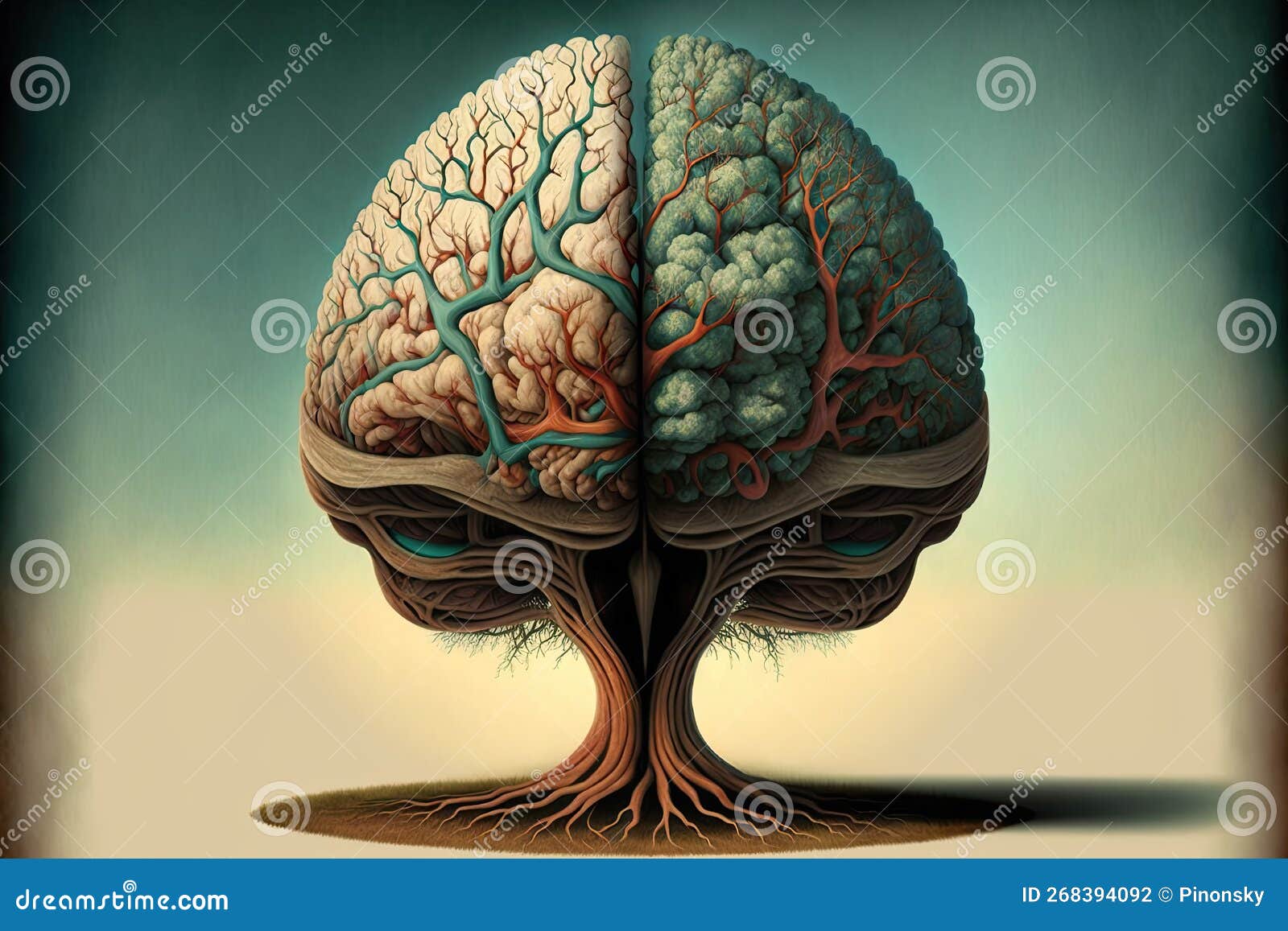 Tree of Knowledge - Concept of the Human Brain As a Tree. Generative AI ...