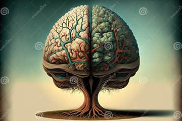 Tree of Knowledge - Concept of the Human Brain As a Tree. Generative AI ...