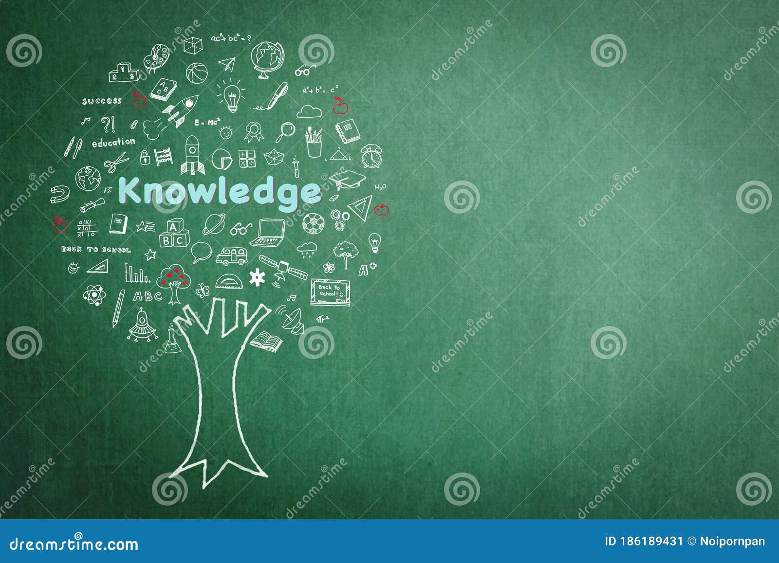 Tree of Knowledge Education Concept on Green Chalkboard Background with ...