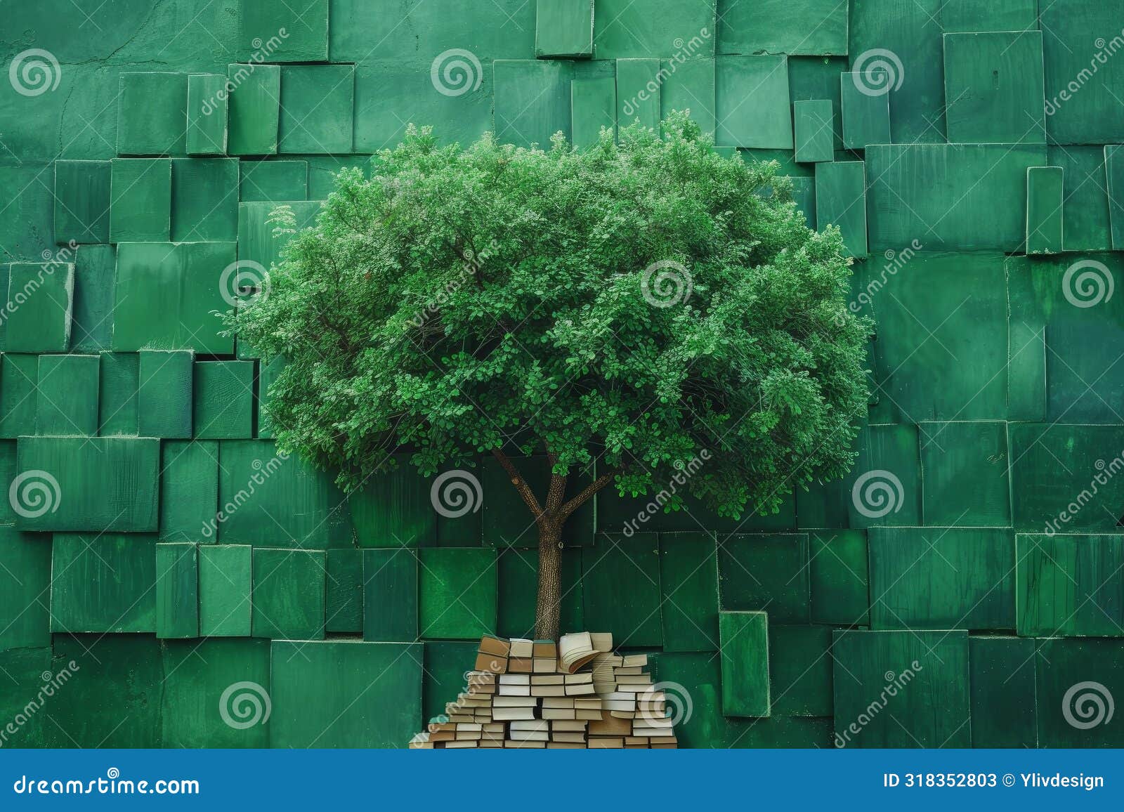 Tree of Knowledge on Green Background Stock Image - Image of greenery ...