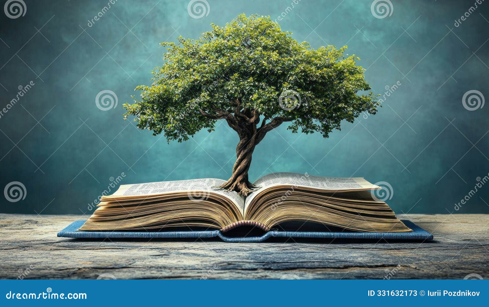 Tree of Knowledge Growing from Open Book Symbolizing Wisdom Stock Image ...