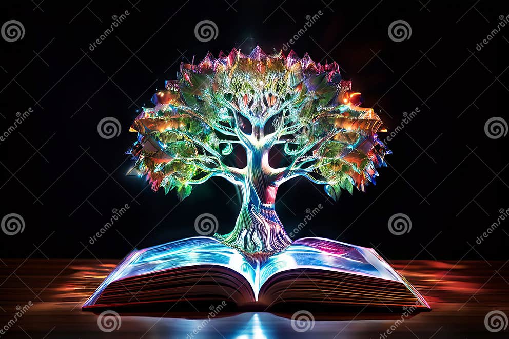 Tree of Knowledge a Holographic Tree Bearing Fruit Representing Stock ...