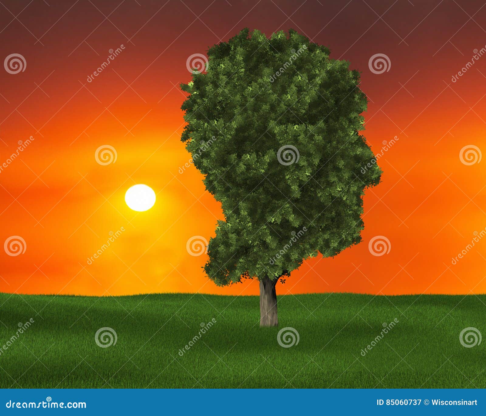 Tree of Knowledge, Human Head, Environment Stock Illustration ...