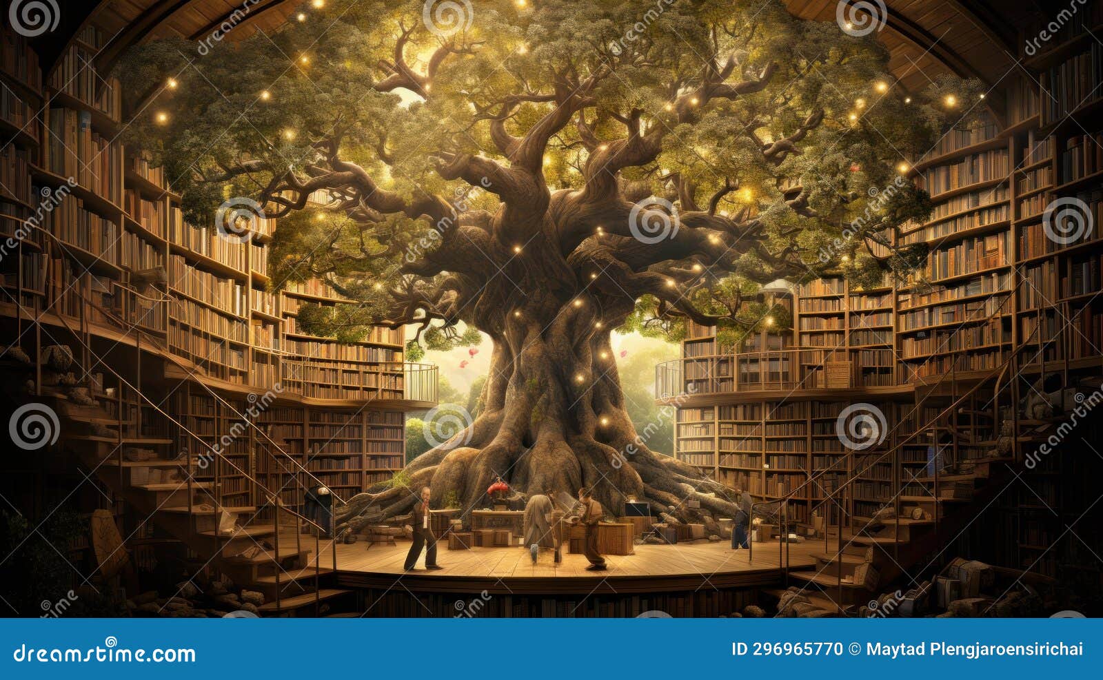 Tree of Knowledge Library stock illustration. Illustration of library ...