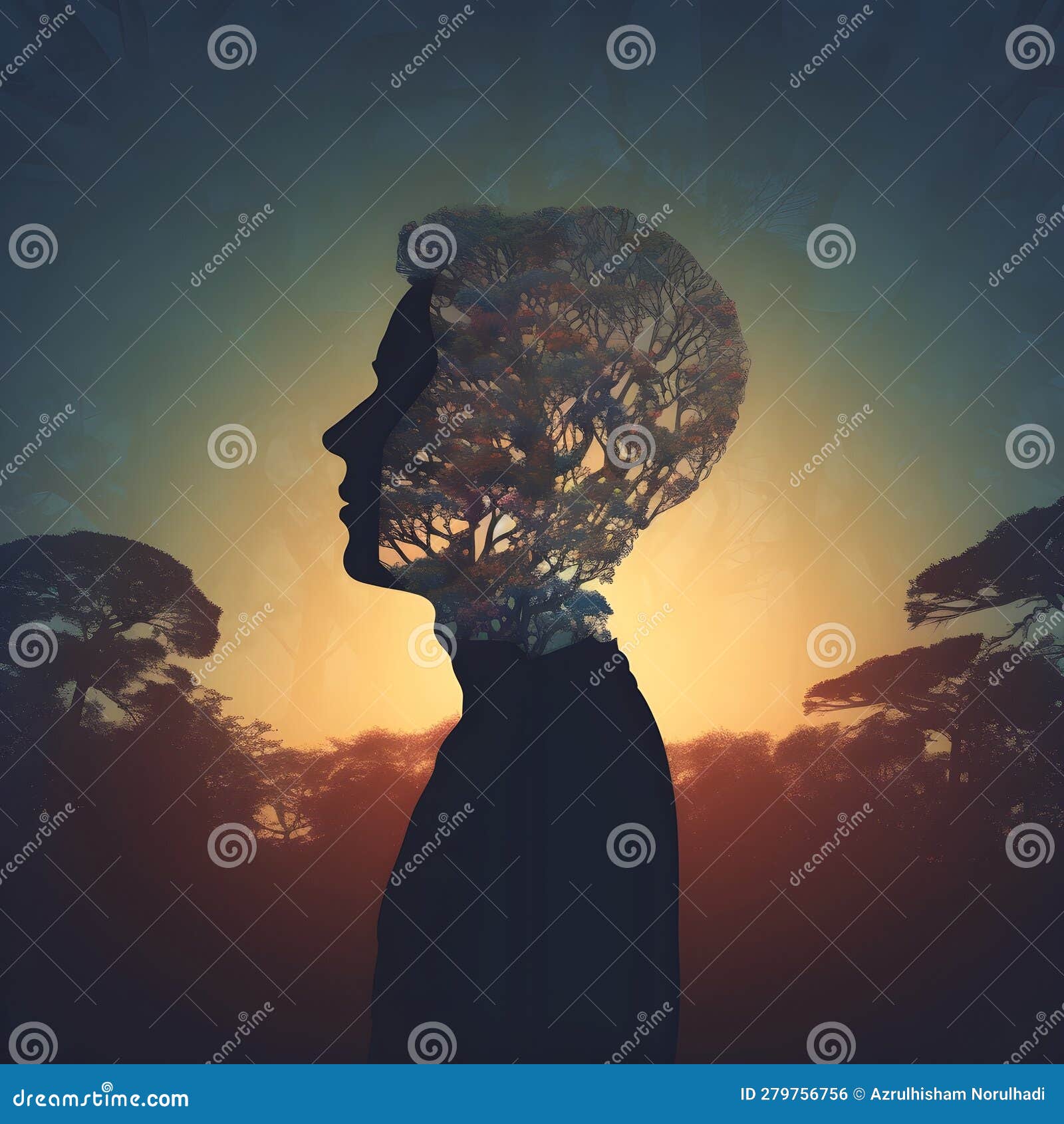The Tree of Knowledge and the Silhouette Stock Illustration ...