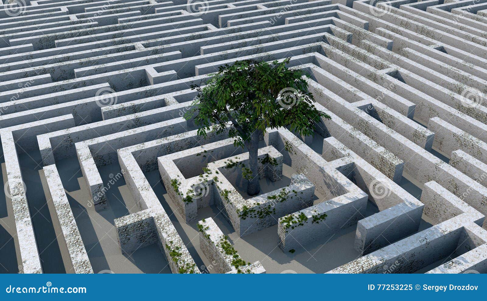 Tree in a labyrinth stock illustration. Illustration of space - 77253225