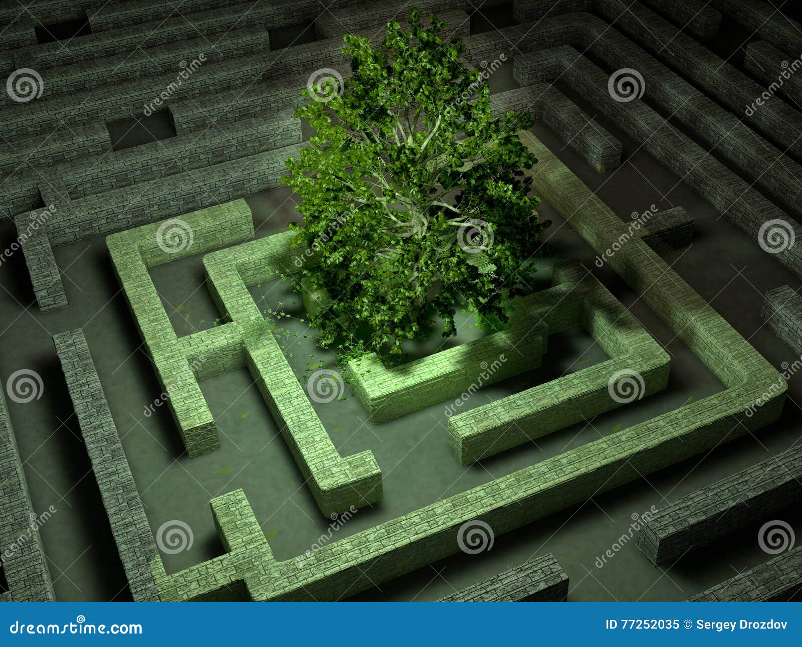Tree in a labyrinth stock illustration. Illustration of problems - 77252035