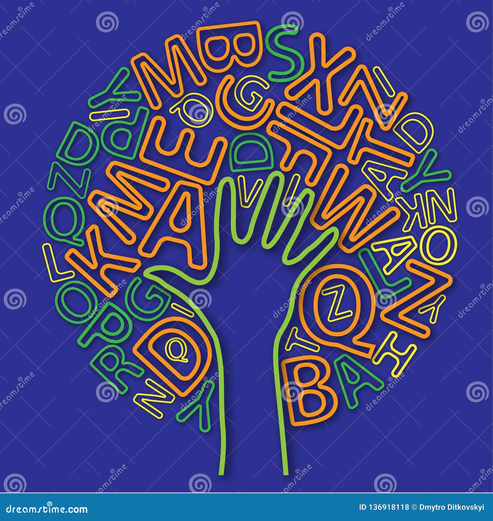 A tree of latin letters stock vector. Illustration of human - 136918118