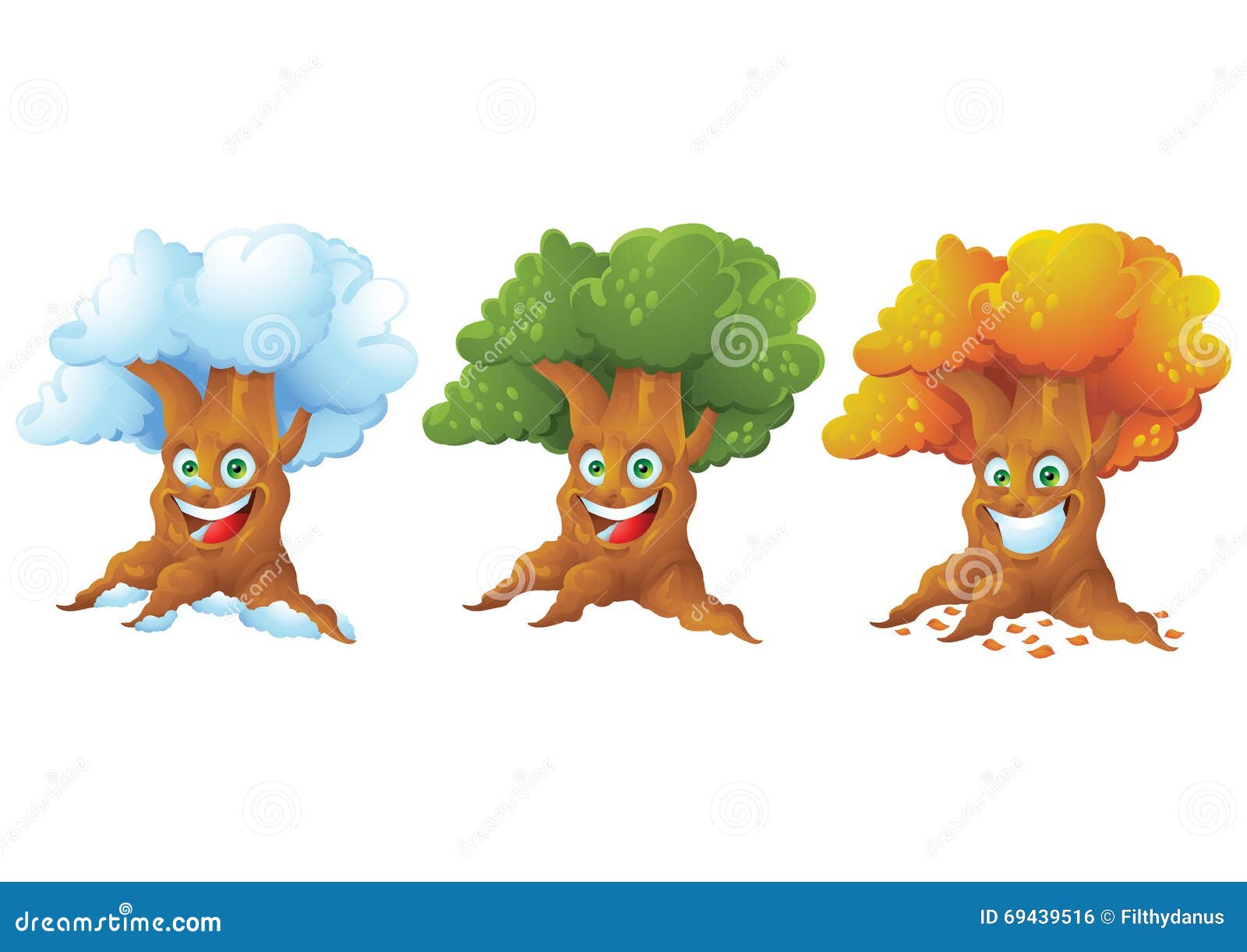 Tree Laughing Cartoon Character Isolated Set Stock Vector ...