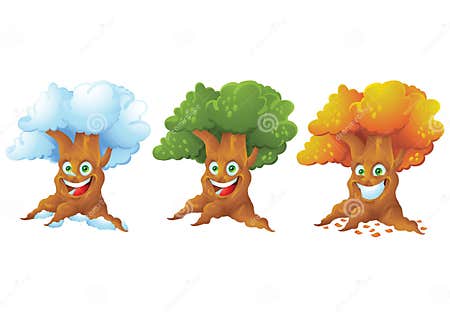Tree Laughing Cartoon Character Isolated Set Stock Vector ...